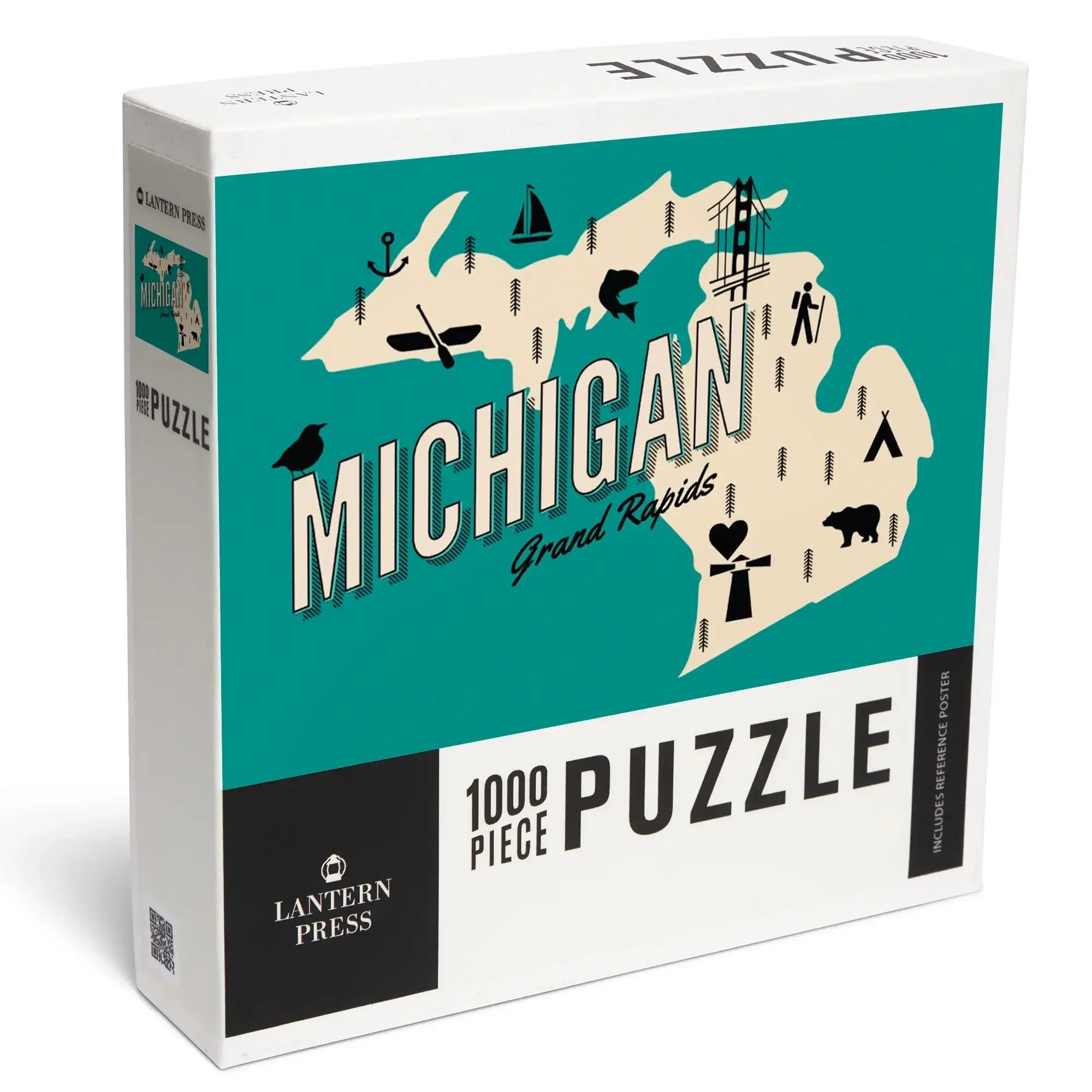 Grand Rapids, Michigan, State and Retro Icons, 1000 piece jigsaw puzzle ...