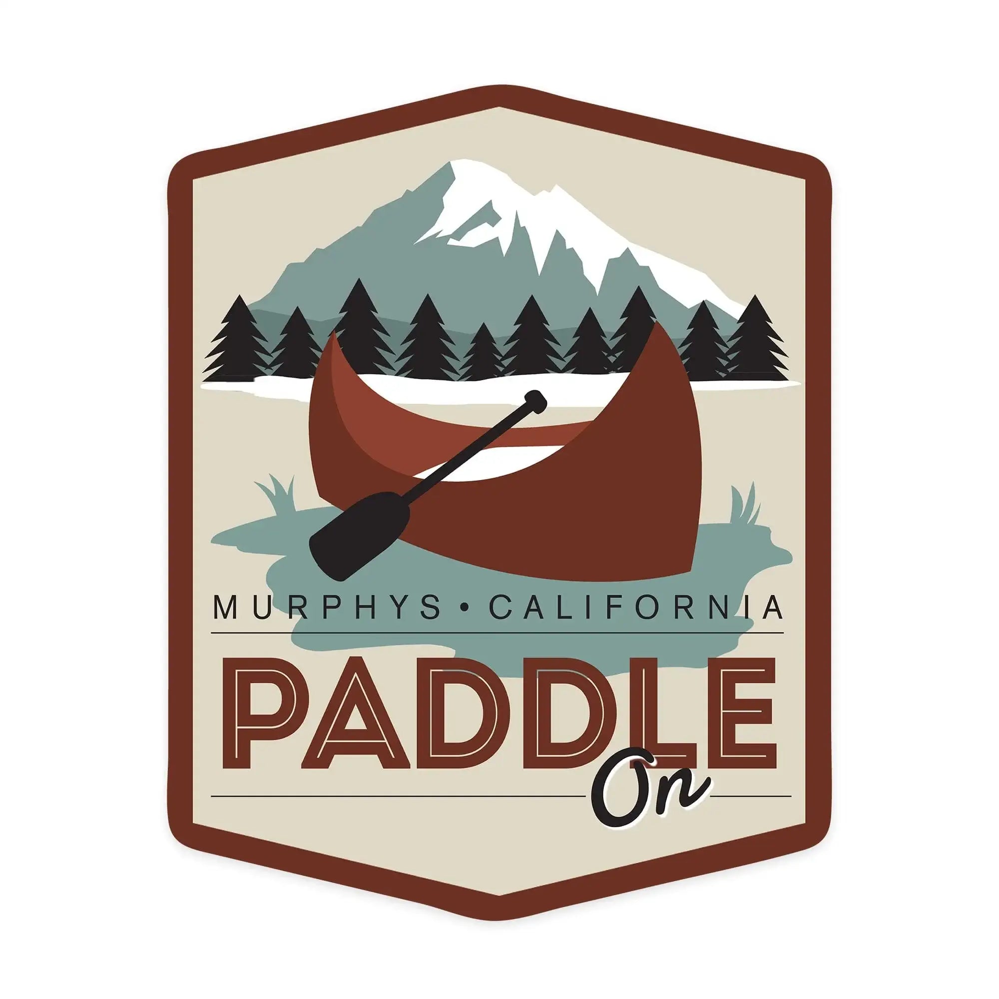 Murphys, California, Paddle On, Canoe, Vector, Contour, outdoor vinyl stickers – Lantern Press