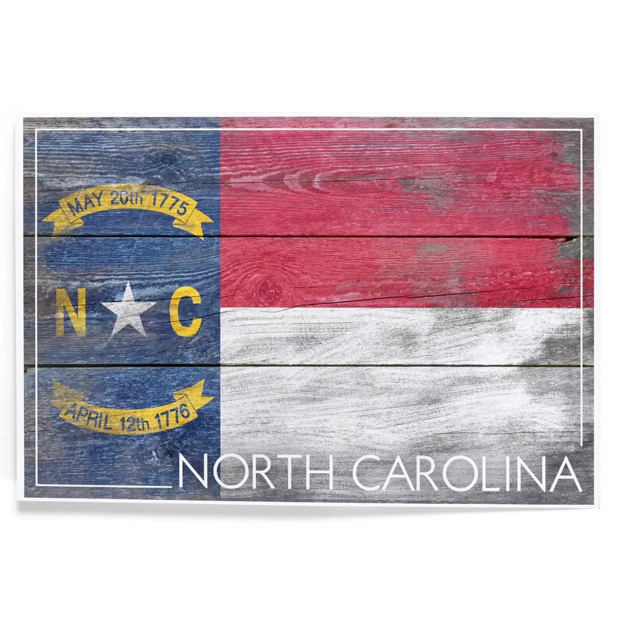 Rustic North Carolina State Flag art prints, metal signs – Lantern Press