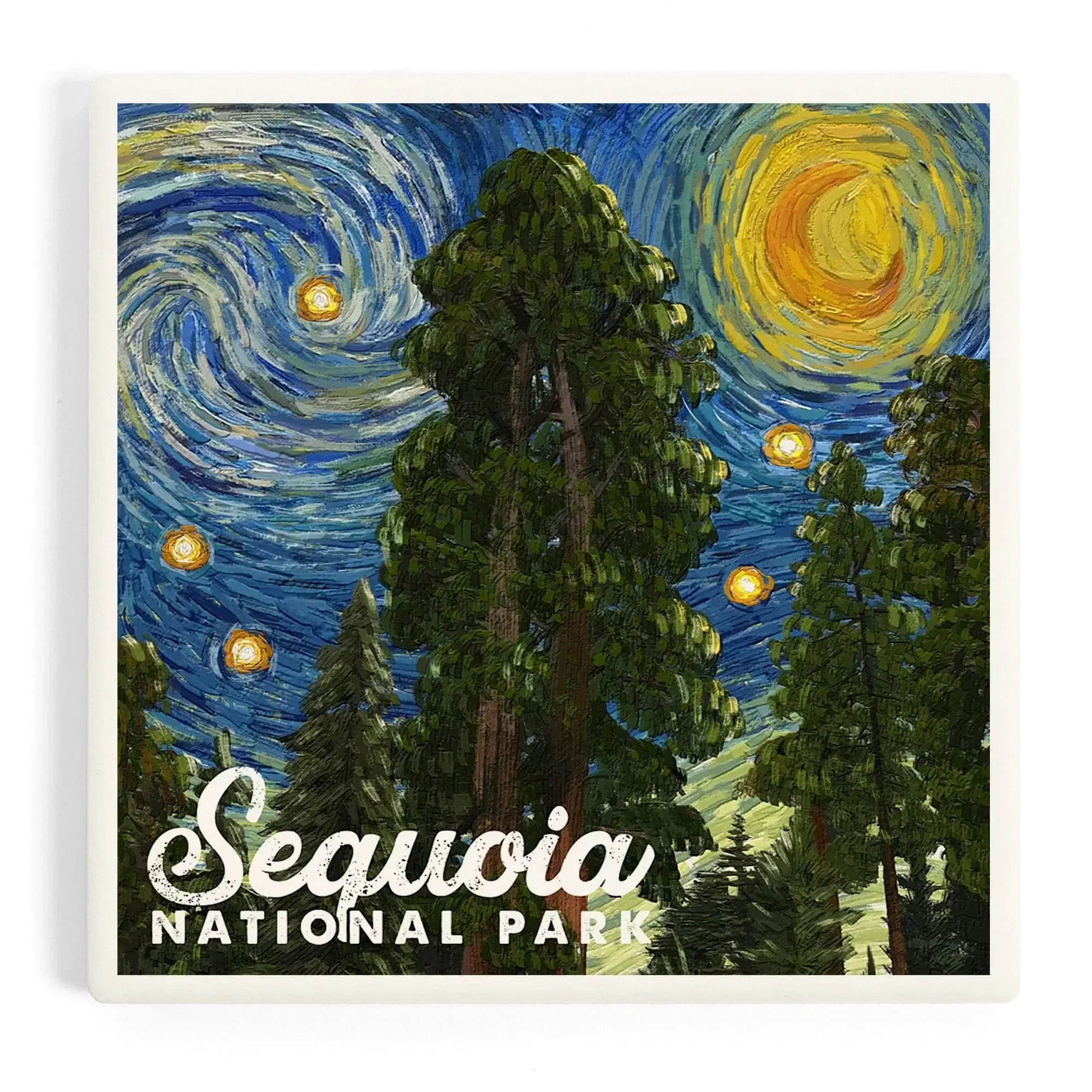 Sequoia National Park, California, Starry Night National Park Series ceramic coaster set ...