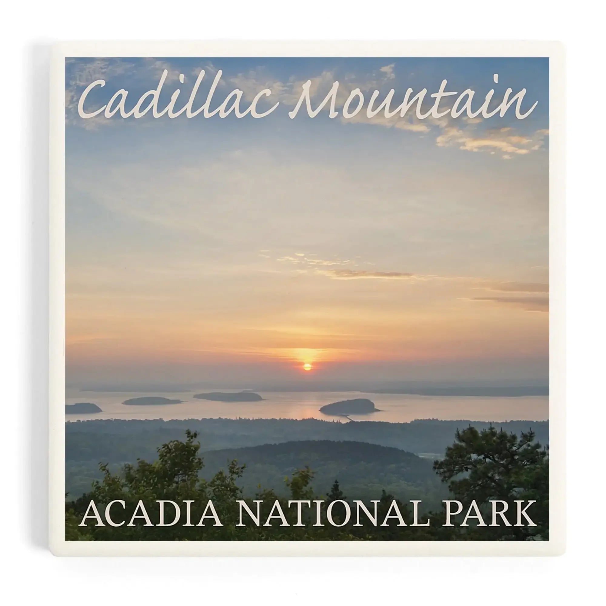 Acadia National Park, Maine, Cadillac Mountain ceramic coaster set ...
