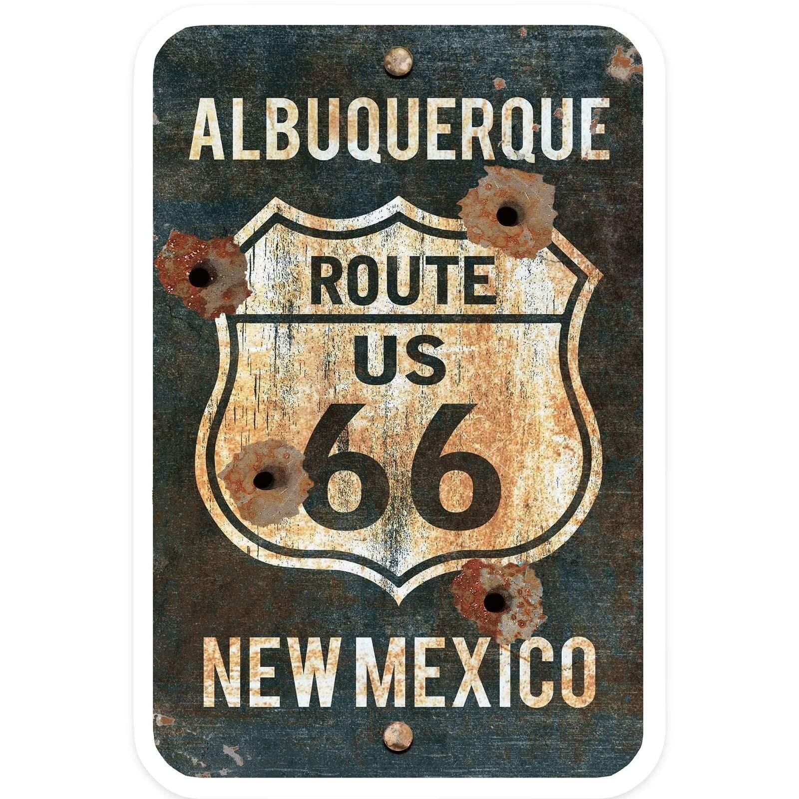 Albuquerque, New Mexico, Route 66 Sign, Contour, Vinyl Sticker ...