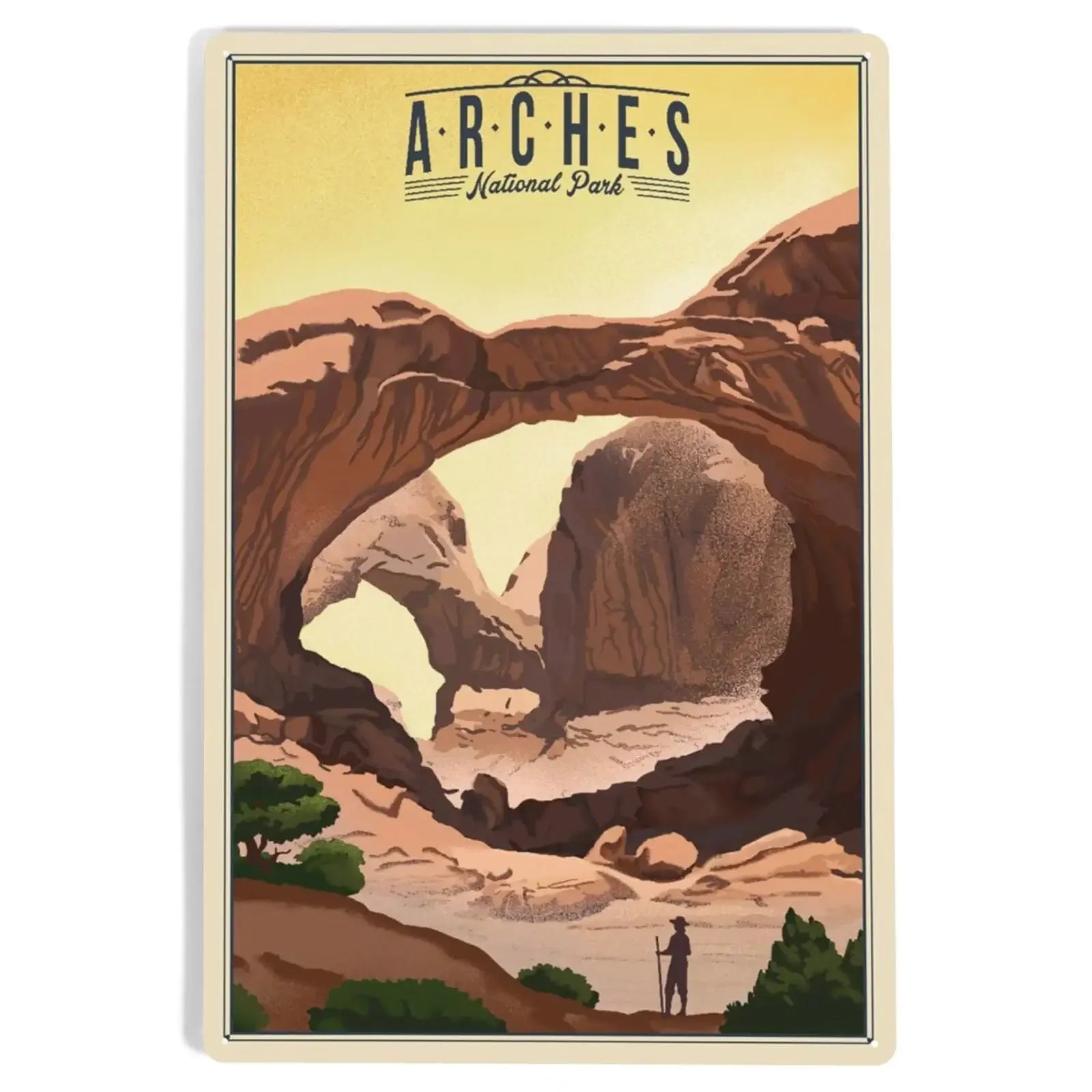 Arches National Park, Utah, Double Arch, Litho metal signs – Lantern Press