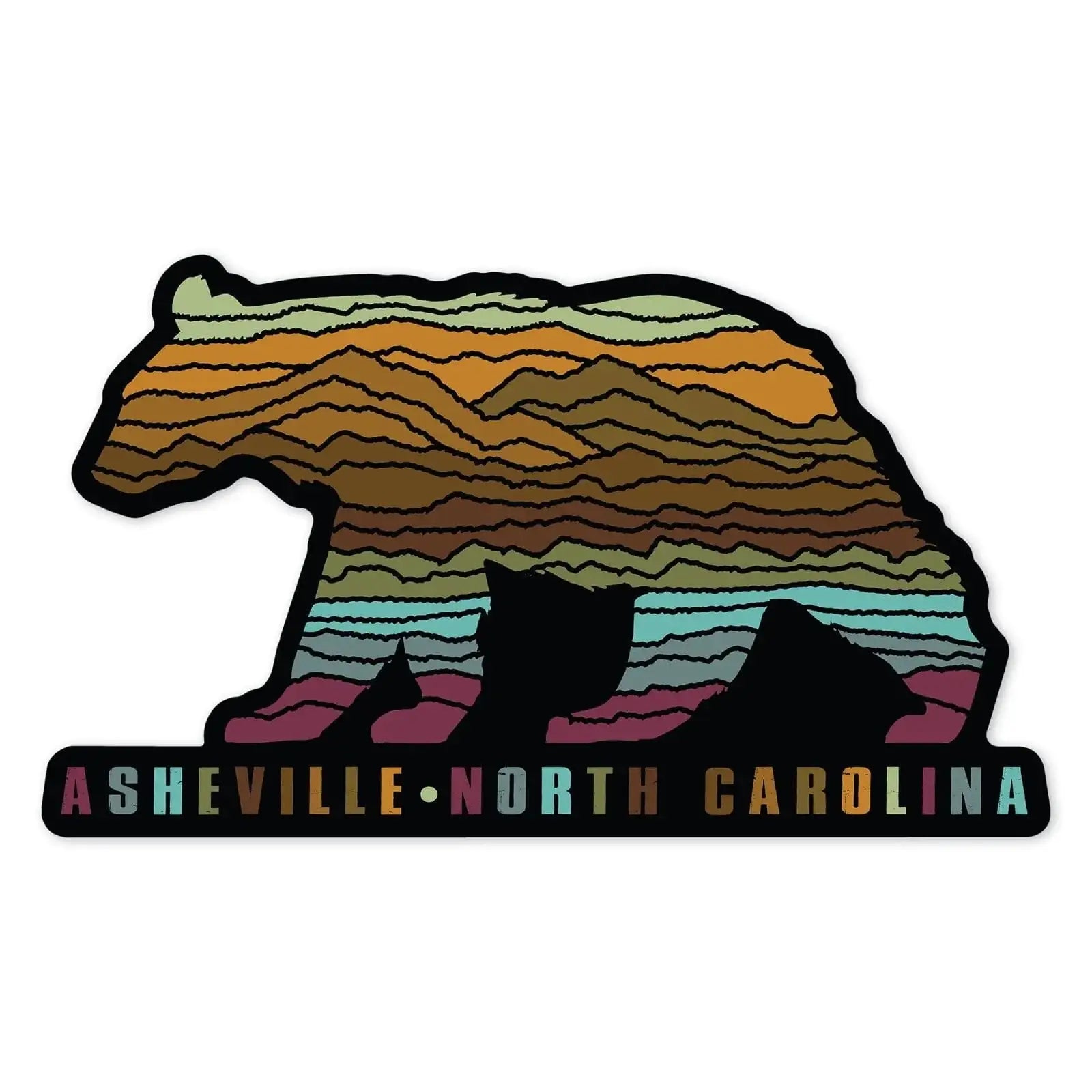 Asheville, North Carolina, Wander More, Bear, Contour, outdoor vinyl ...