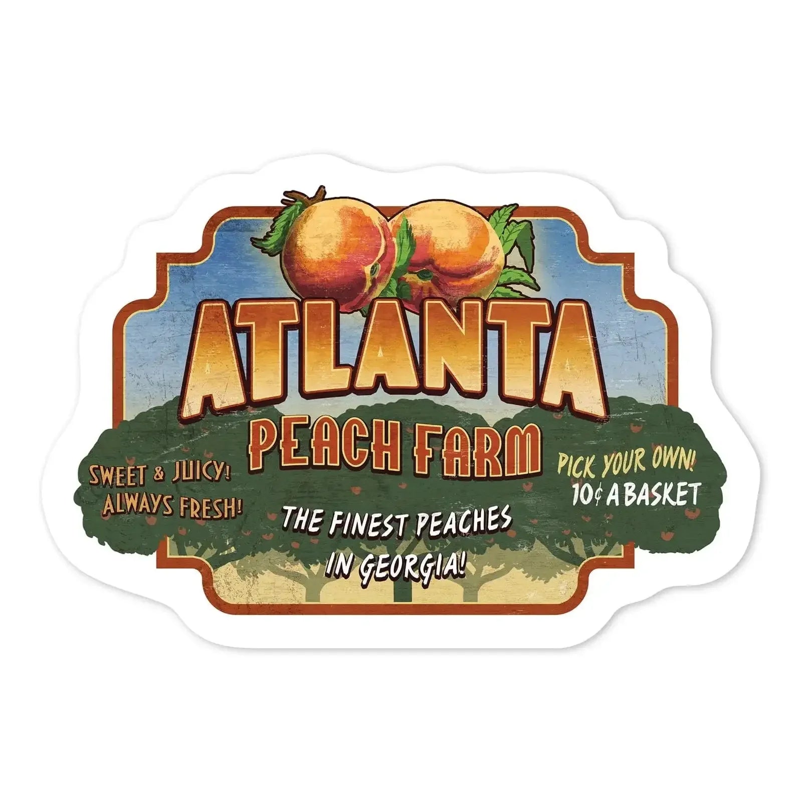 Atlanta, Georgia, Peaches Vintage Sign, Contour, outdoor vinyl stickers ...