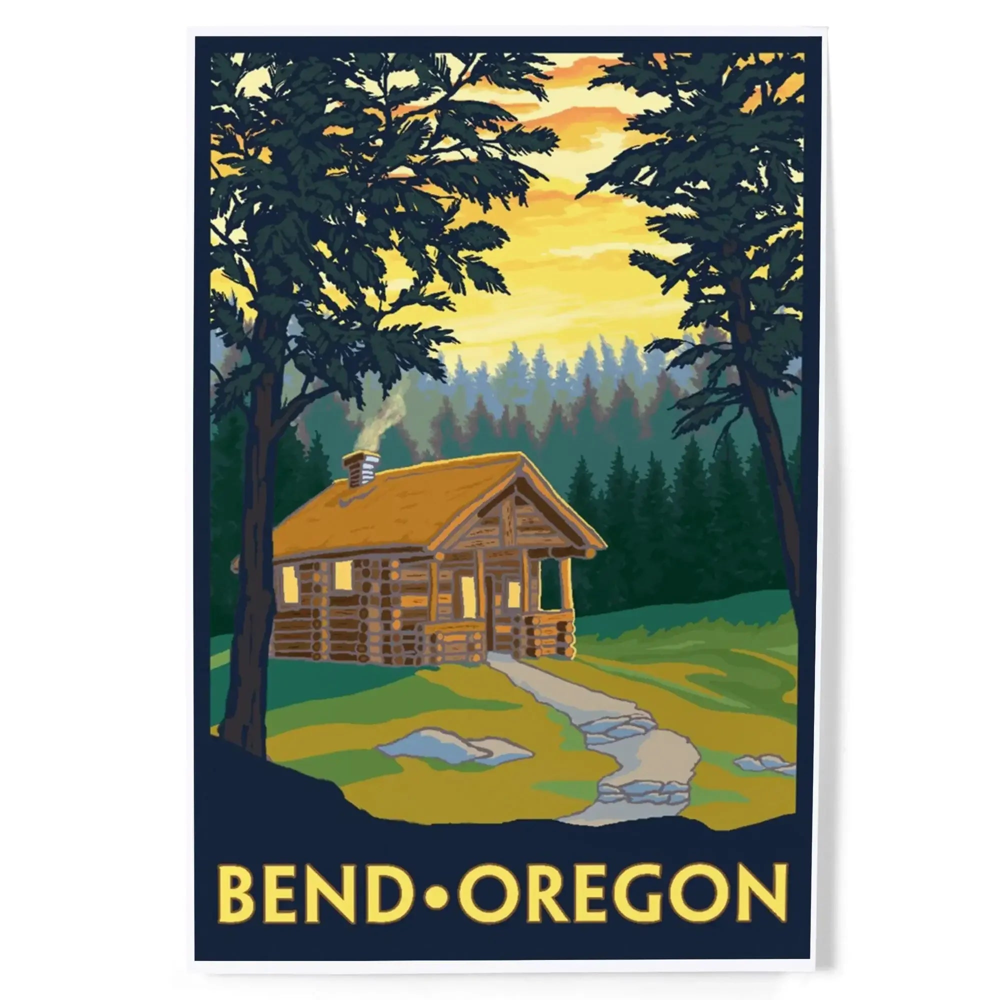Bend, Oregon, Cabin in the Woods Scene art & giclee prints – Lantern Press