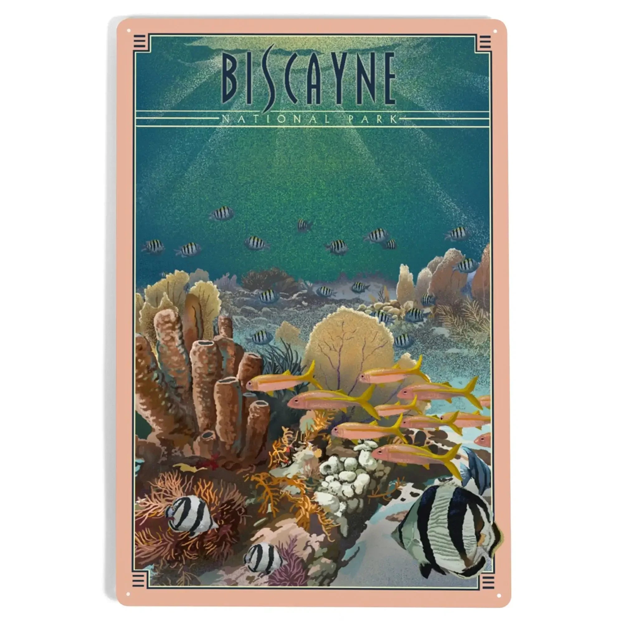 Biscayne National Park, Florida, Lithograph National Park Series metal ...