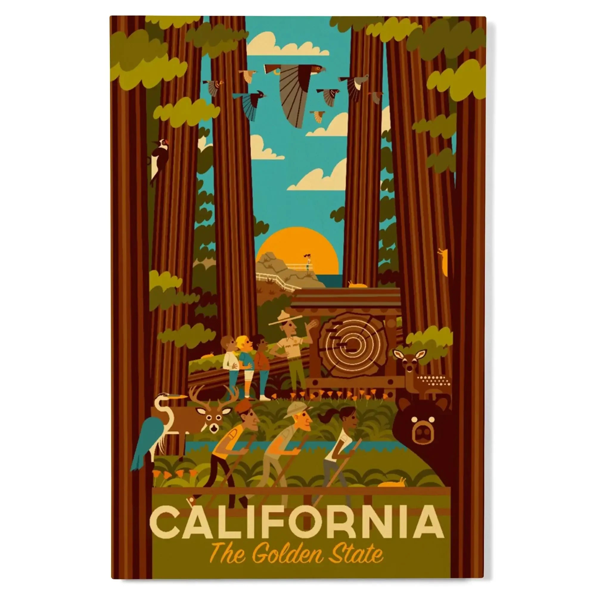 California, Geometric, The Golden State wood signs and postcards ...