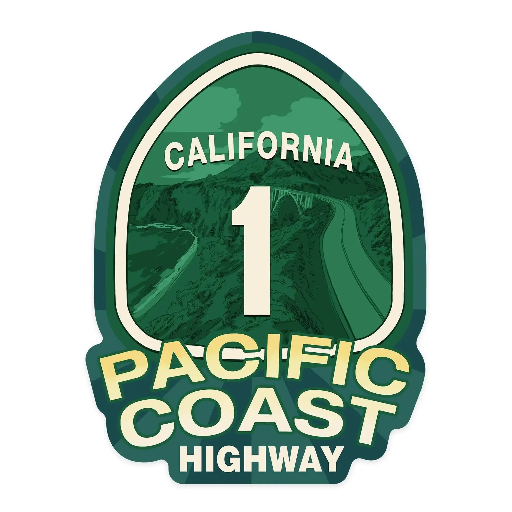 California, Pacific Coast Highway 1, Contour, Lantern Press Artwork, V