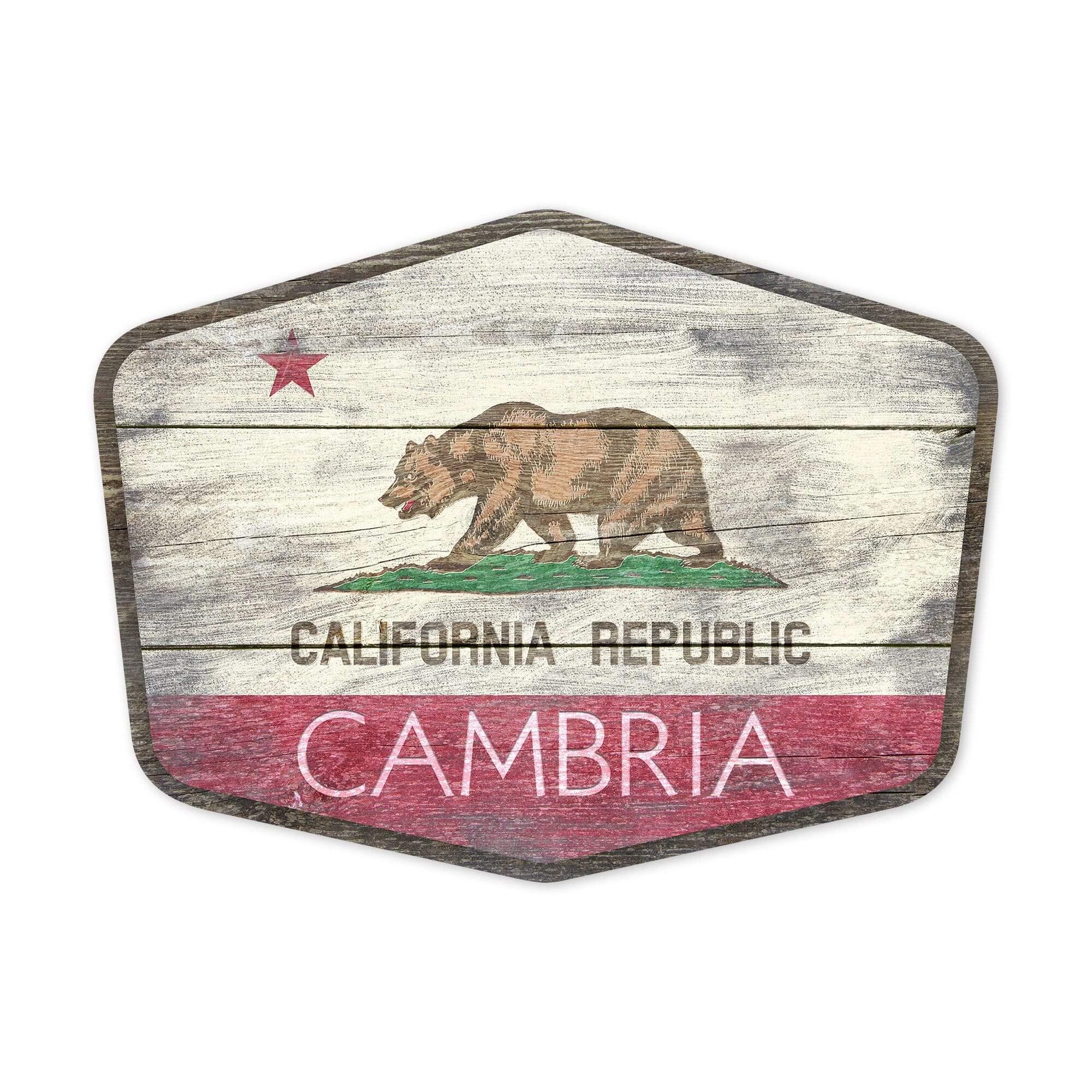 Cambria, California, Rustic State Flag, Contour, outdoor vinyl stickers ...