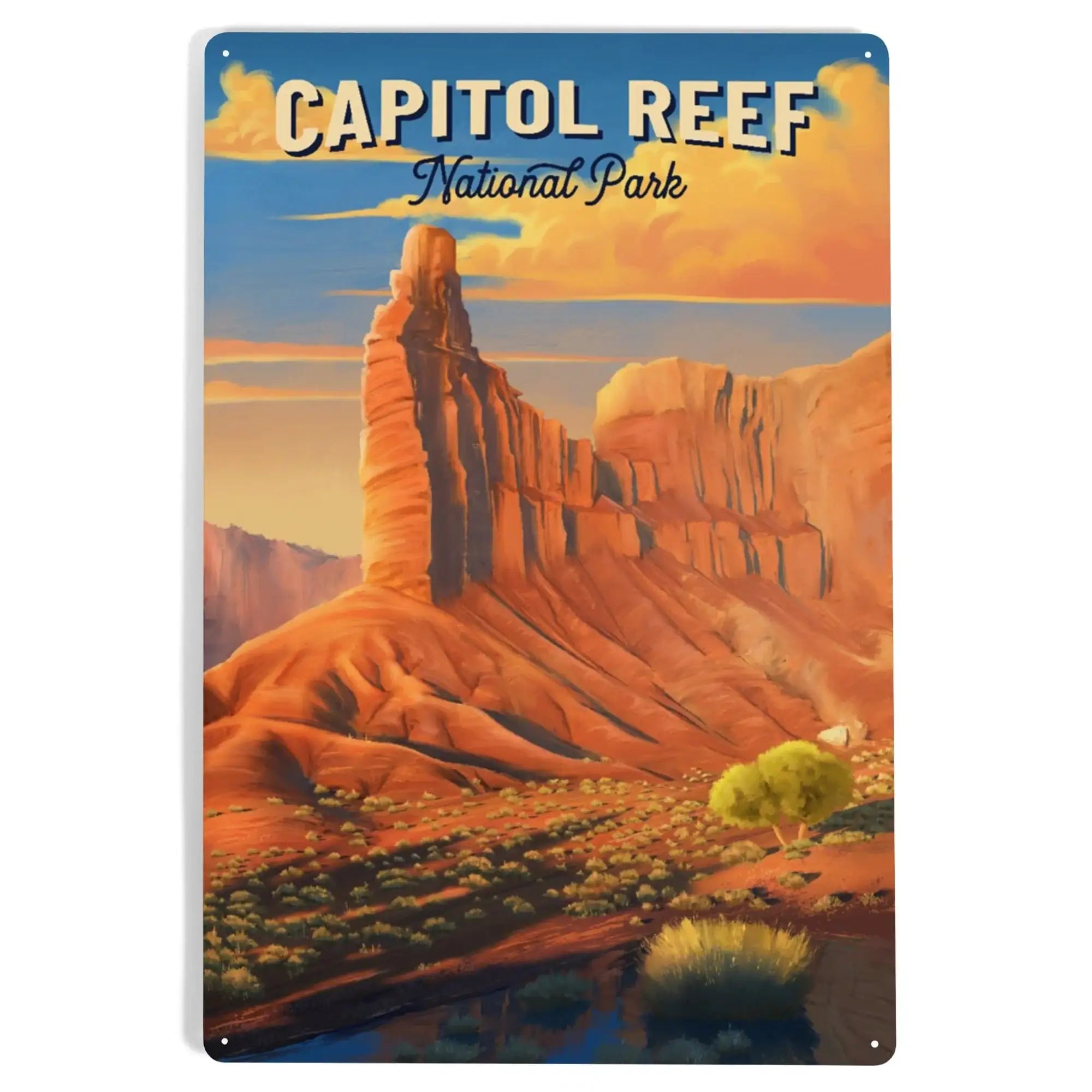 Capitol Reef National Park, Utah, Oil Painting metal signs – Lantern Press