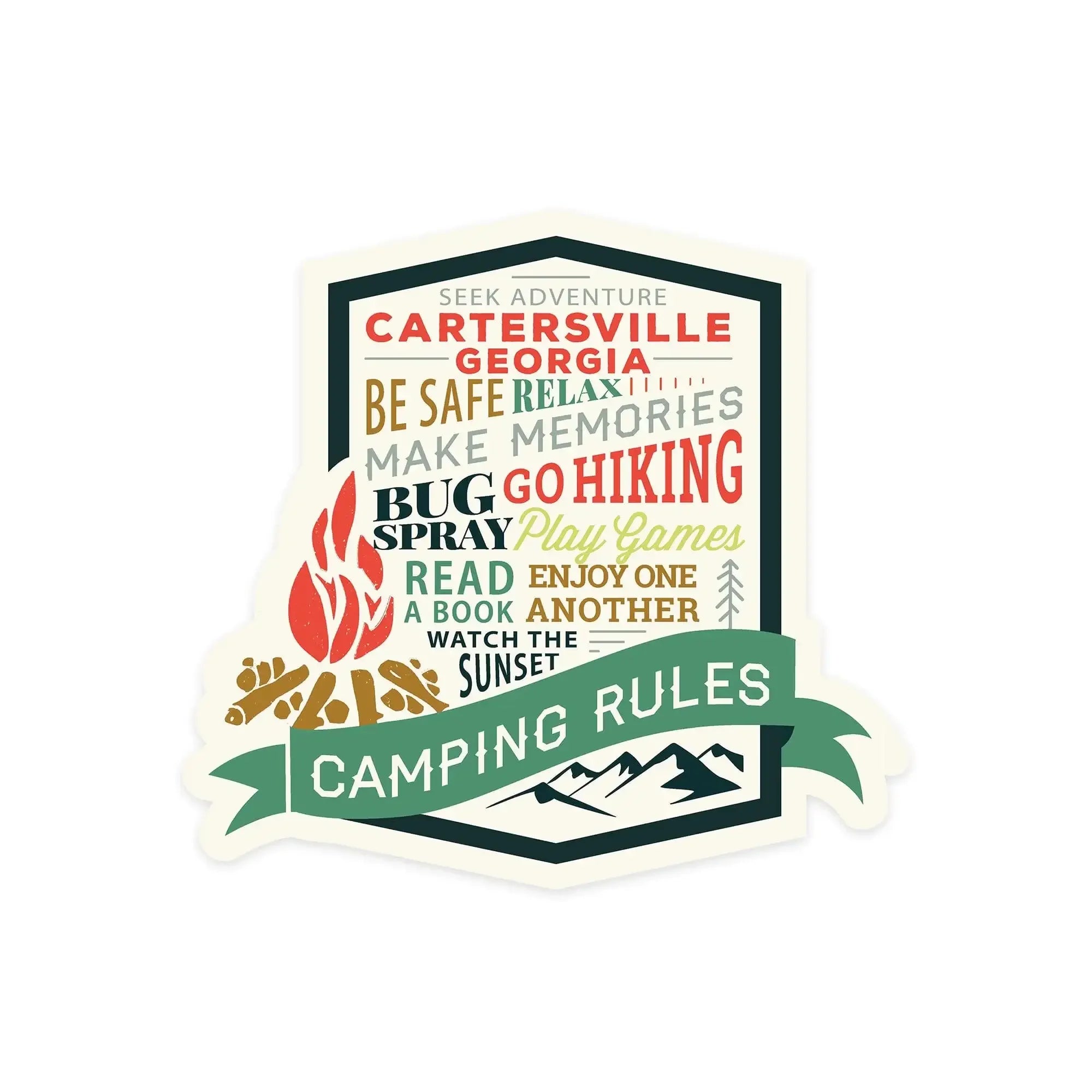 Cartersville, Georgia, Camping Rules, Contour, outdoor vinyl stickers ...