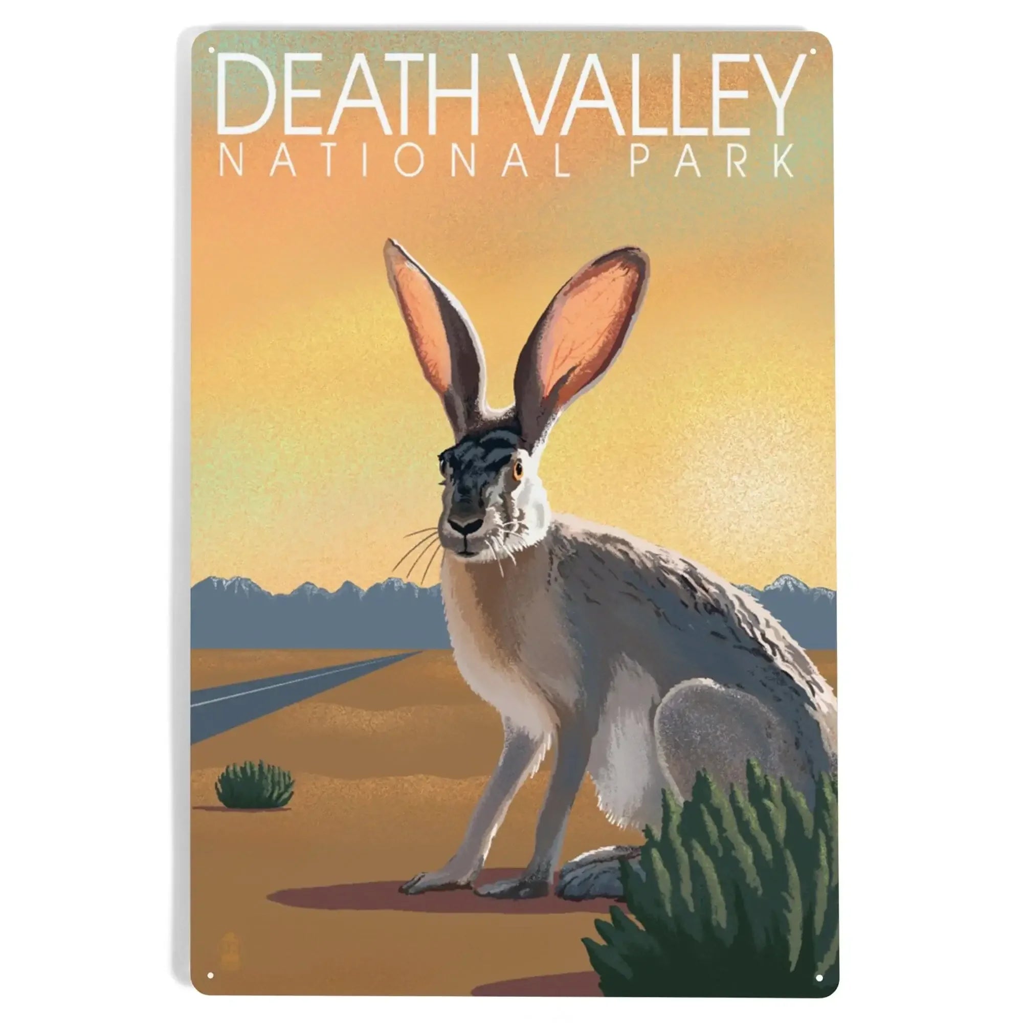 Death Valley National Park, California, Lithograph, Jackrabbit metal ...