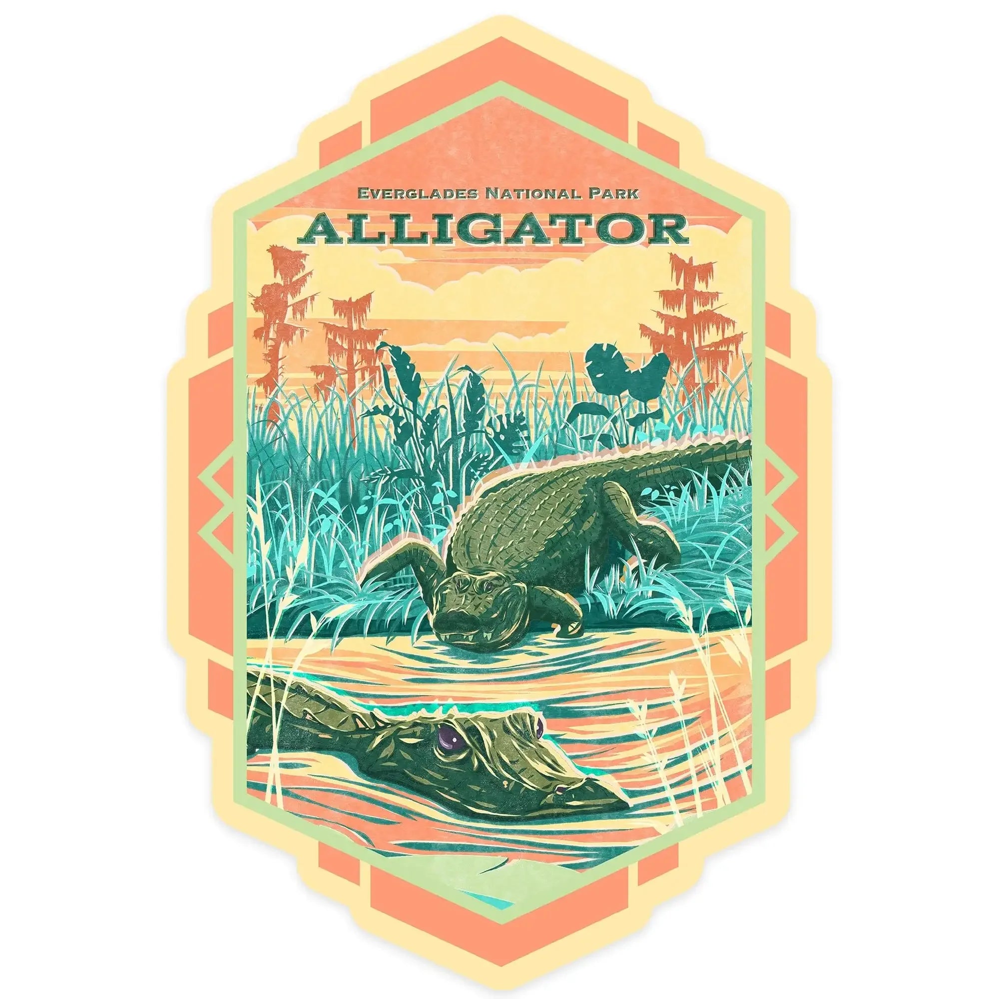 Everglades National Park, FL, Alligator Vintage Print Press, outdoor ...