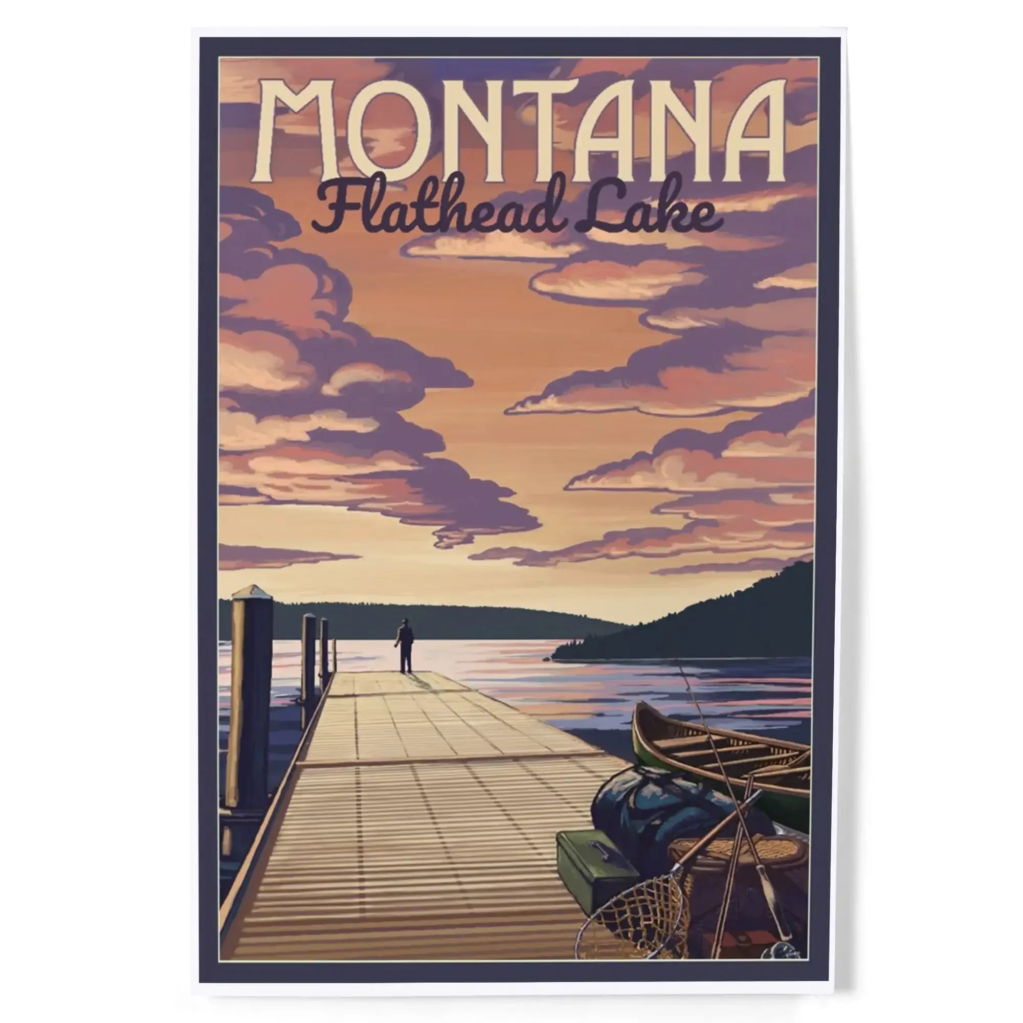 Flathead Lake, Montana, Dock and Lake Scene art prints, metal signs ...