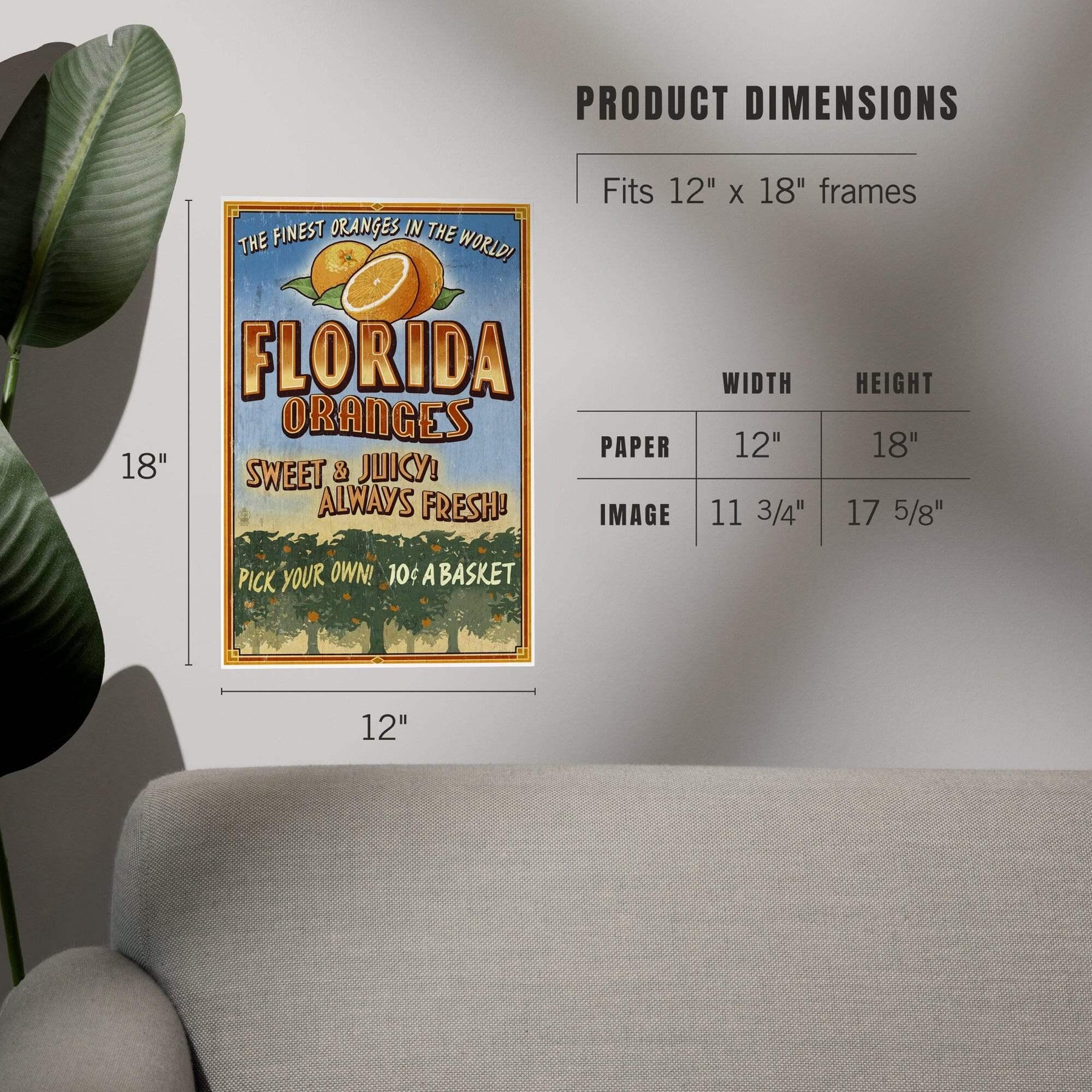 Florida, Orange Grove Vintage Sign art prints, metal signs – Lantern Press