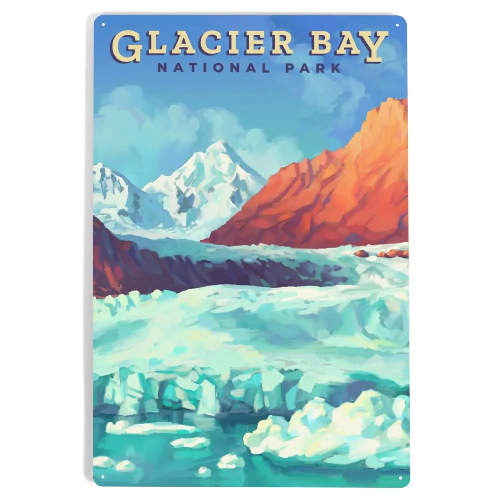 Glacier Bay National Park, Alaska, Oil Painting metal signs – Lantern Press