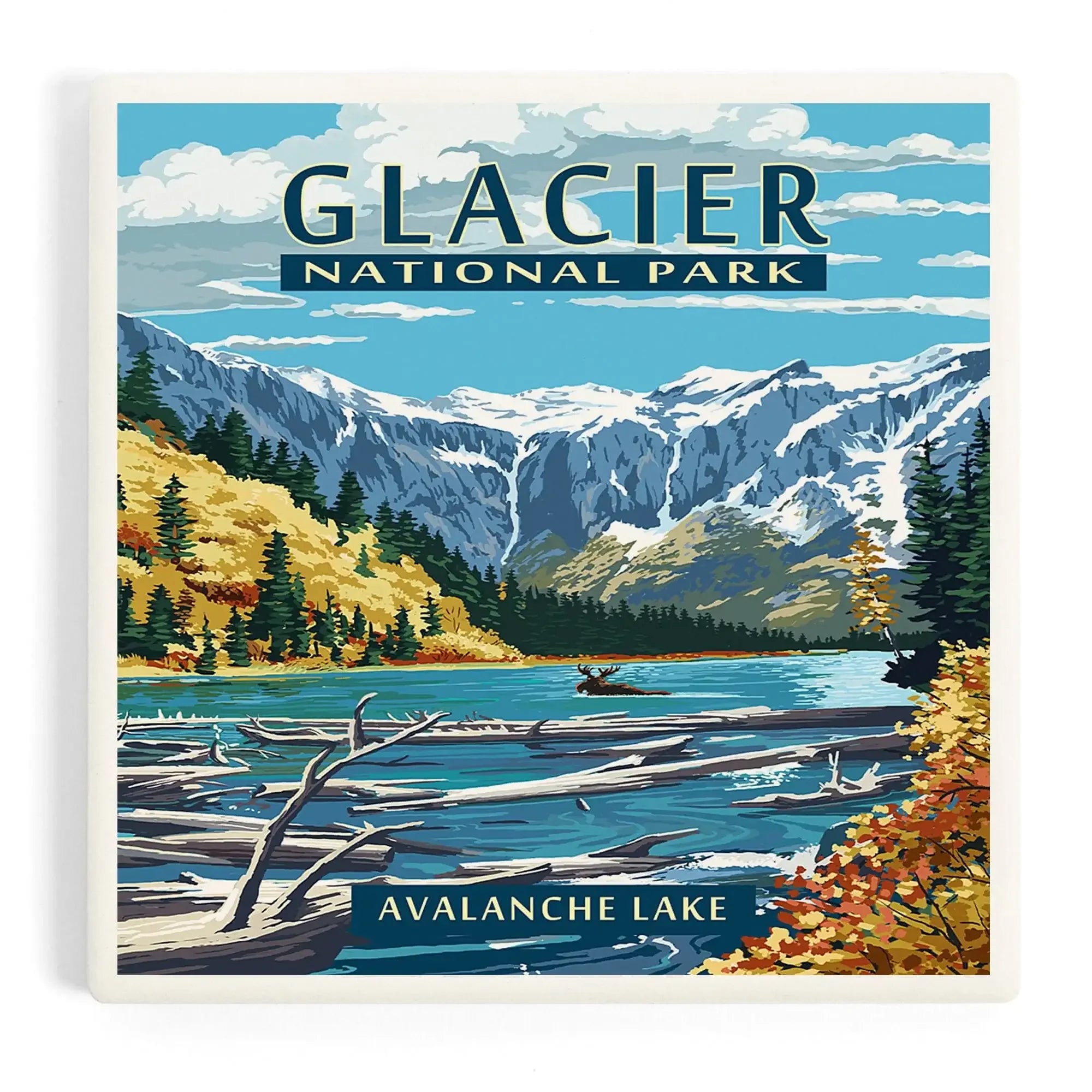 Glacier National Park, Montana, Avalanche Lake ceramic coaster set ...