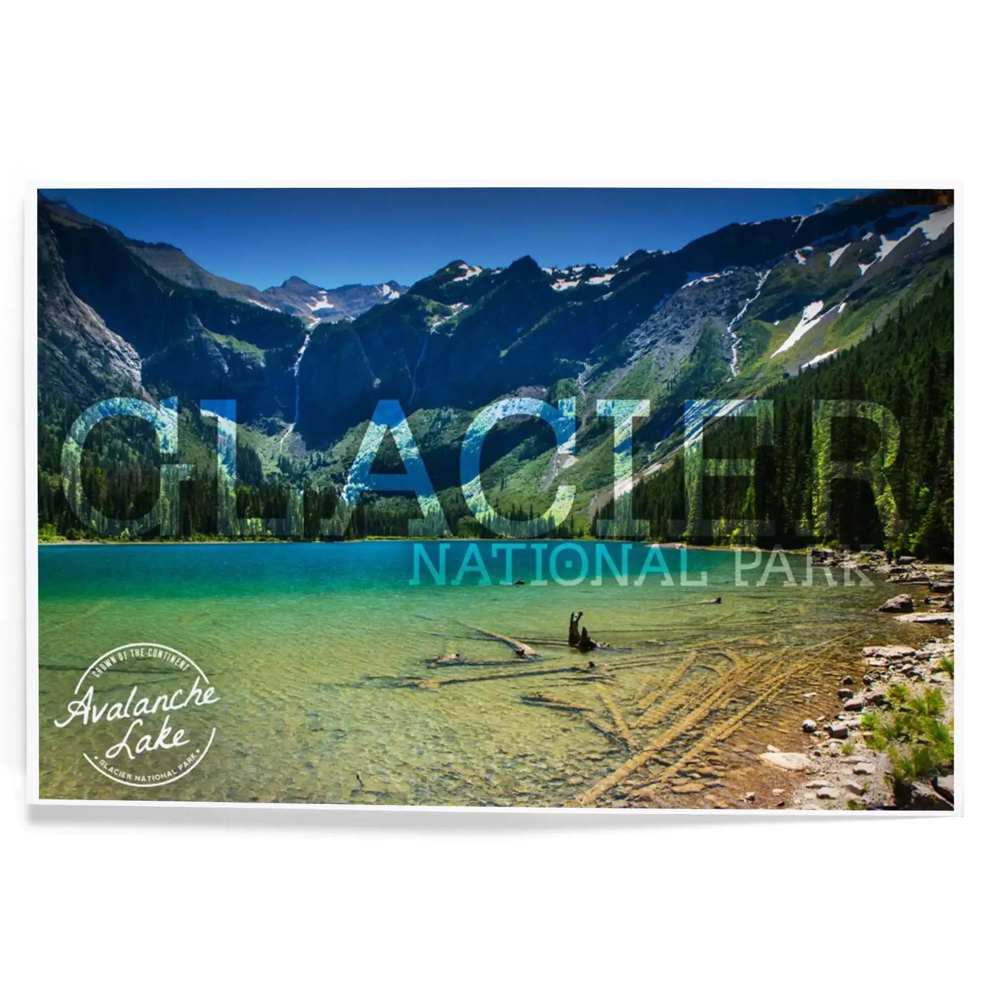 Glacier National Park, Montana, Avalanche Lake (Stamp Version) art ...