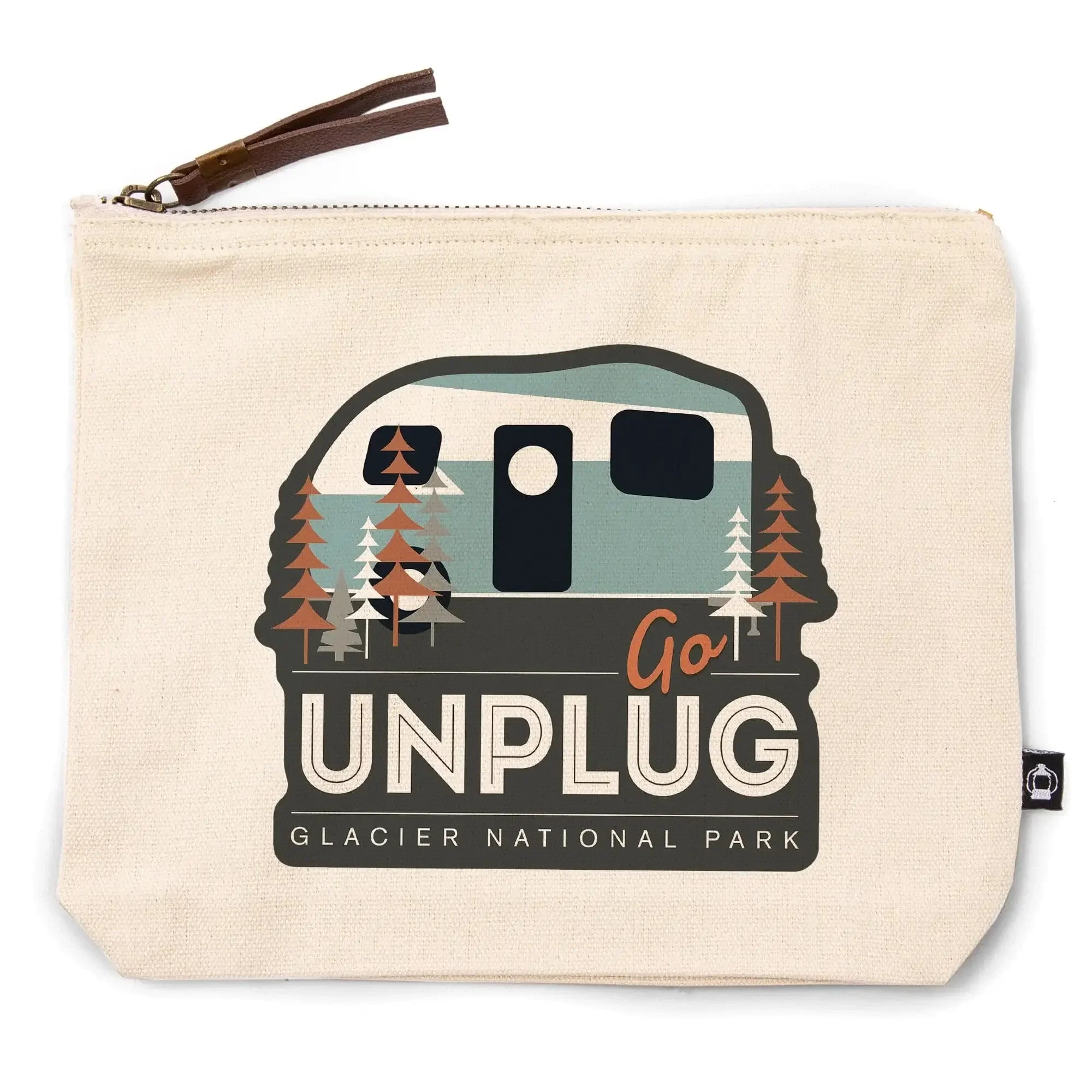 Glacier National Park, Montana, Go Unplug, Retro Camper, Vector, Zipper ...
