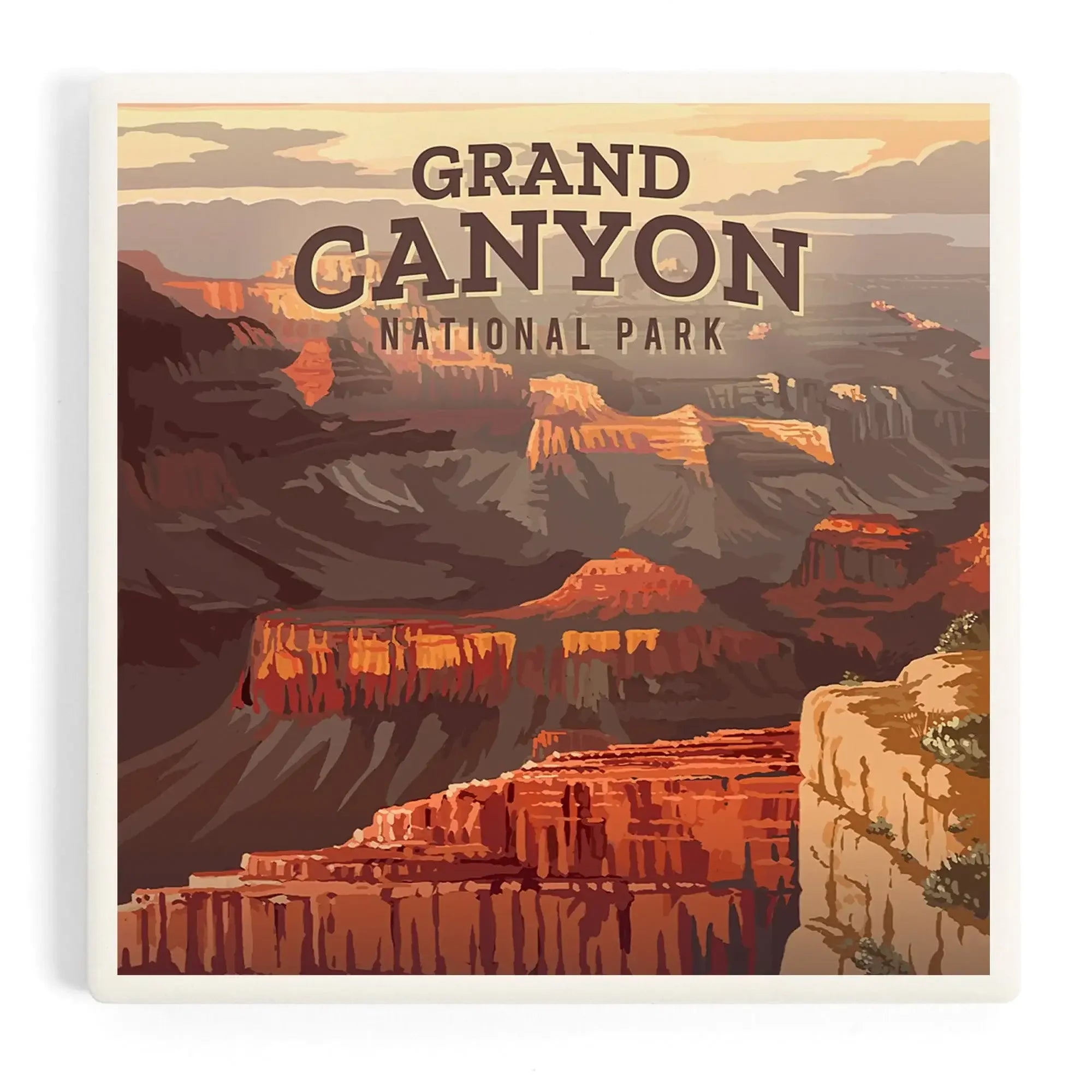 Grand Canyon National Park, Mather Point, Painterly ceramic coaster set ...