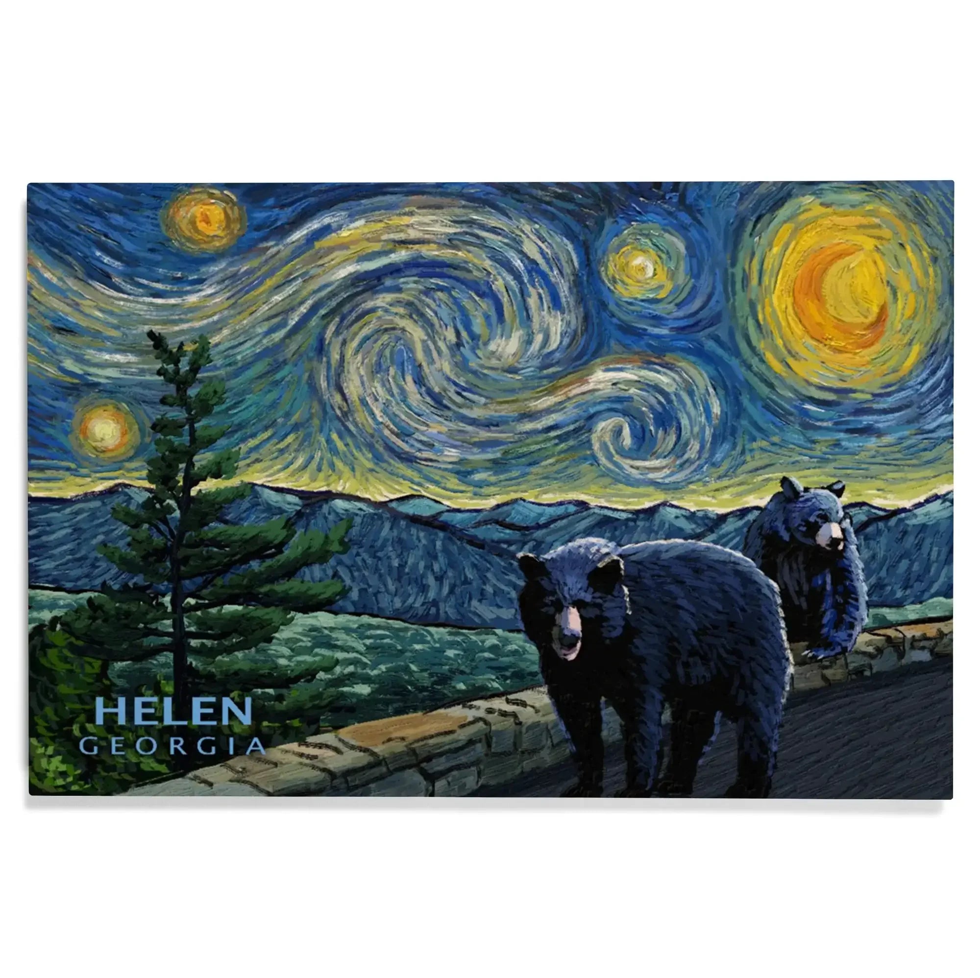 Helen, Georgia, Starry Night, Black Bears wood signs and postcards ...