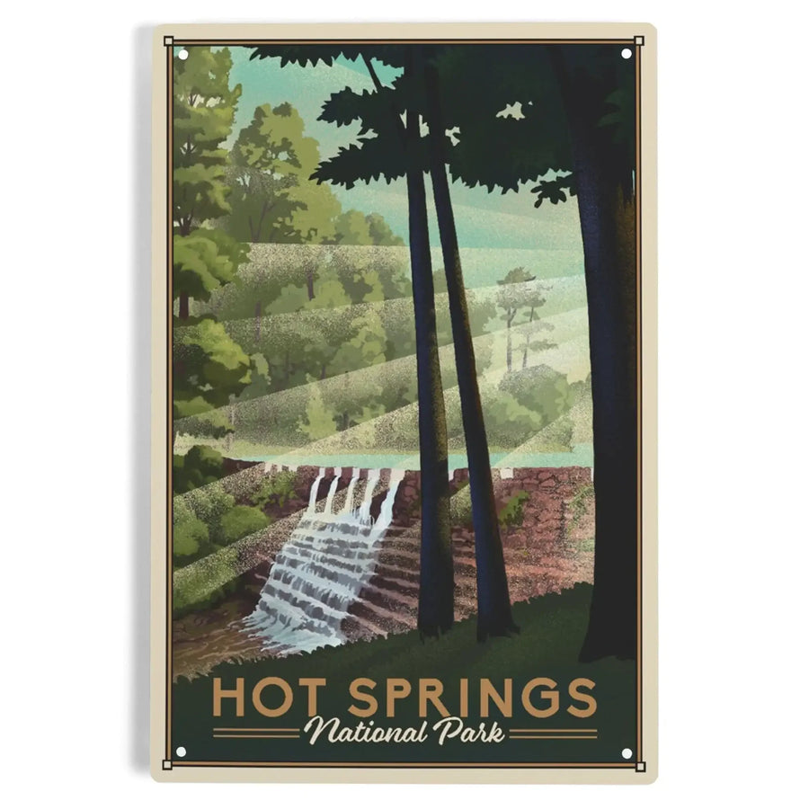 Hot Springs National Park, Lithograph metal signs – Lantern Press
