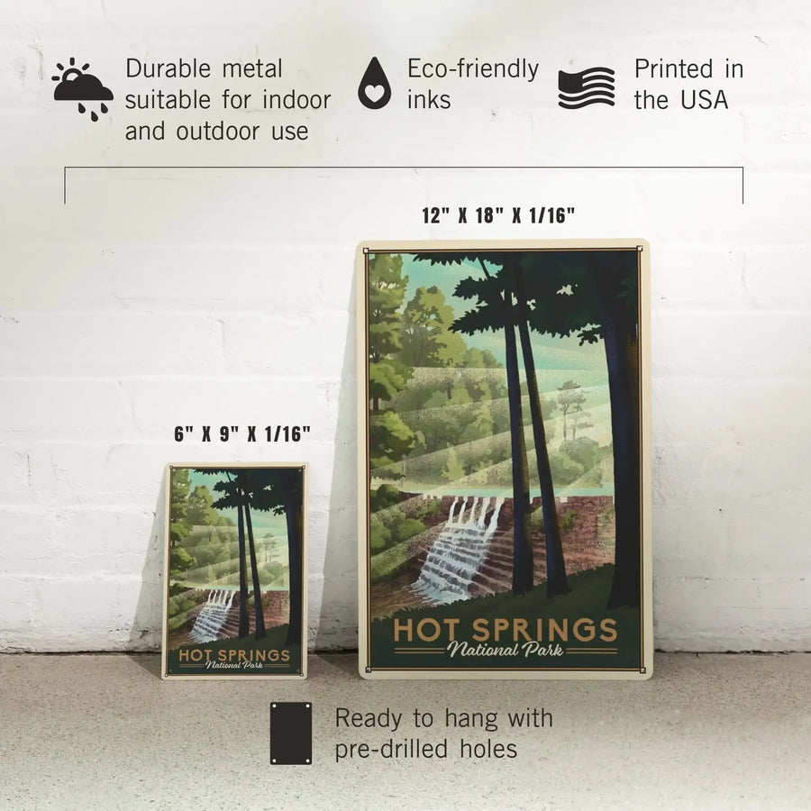 Hot Springs National Park, Lithograph metal signs – Lantern Press
