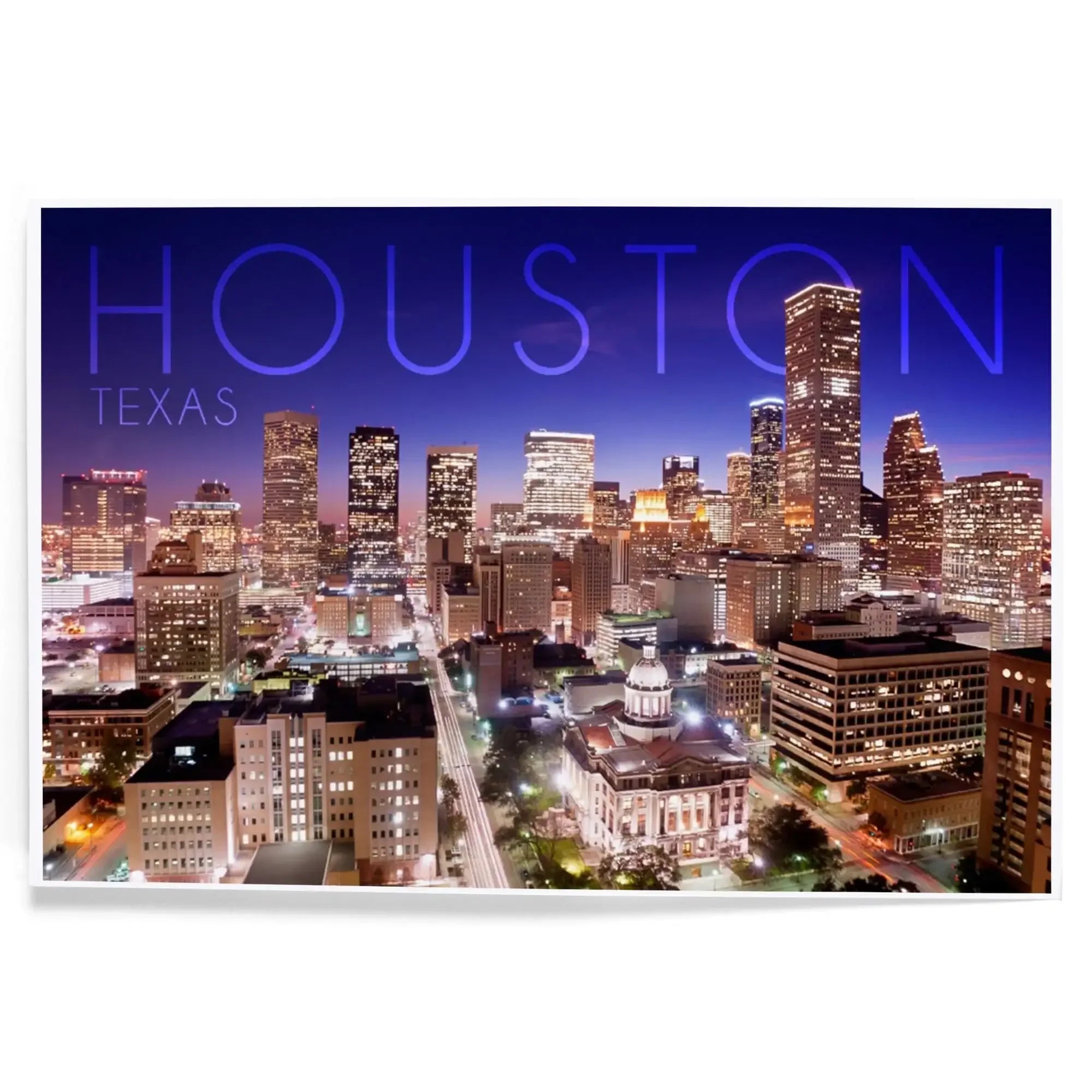 Houston, Texas, Skyline at Night art prints, metal signs – Lantern Press