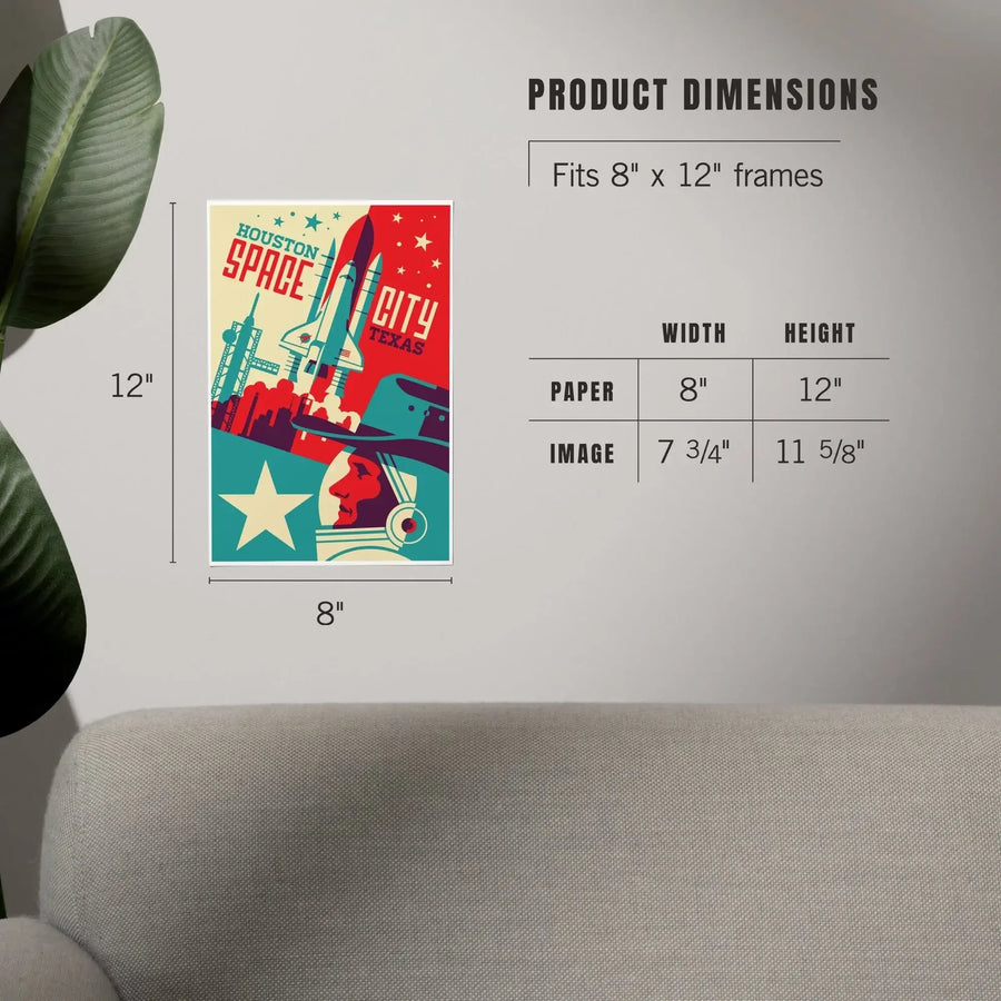 Houston, Texas, Space City, Vector art prints, metal signs – Lantern Press
