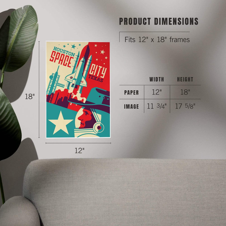 Houston, Texas, Space City, Vector art prints, metal signs – Lantern Press
