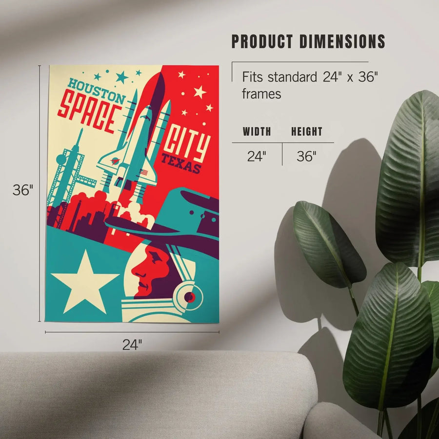Houston, Texas, Space City, Vector art prints, metal signs – Lantern Press