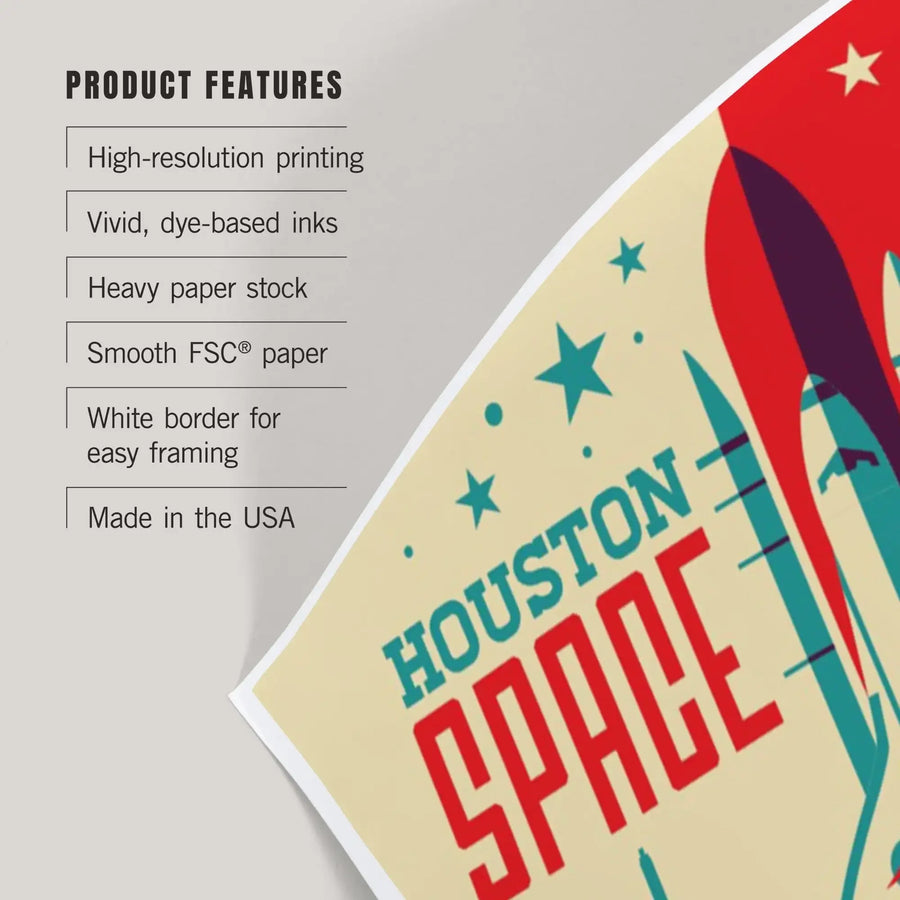 Houston, Texas, Space City, Vector art prints, metal signs – Lantern Press