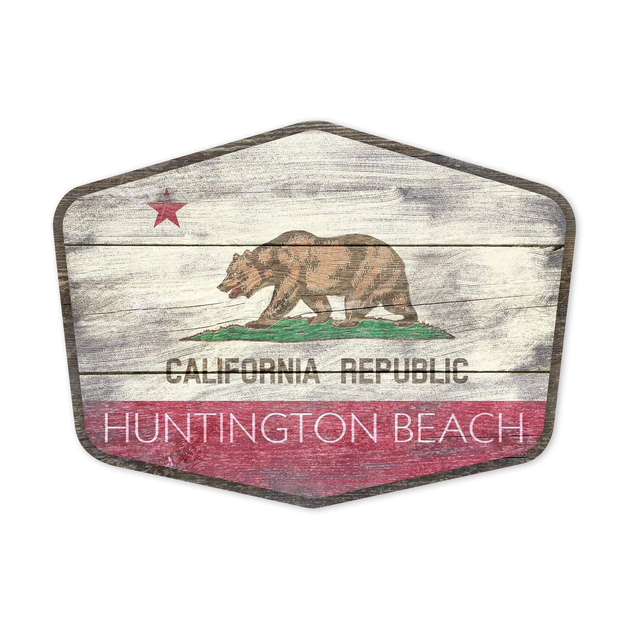 Huntington Beach, California, Rustic California State Flag, Contour ...