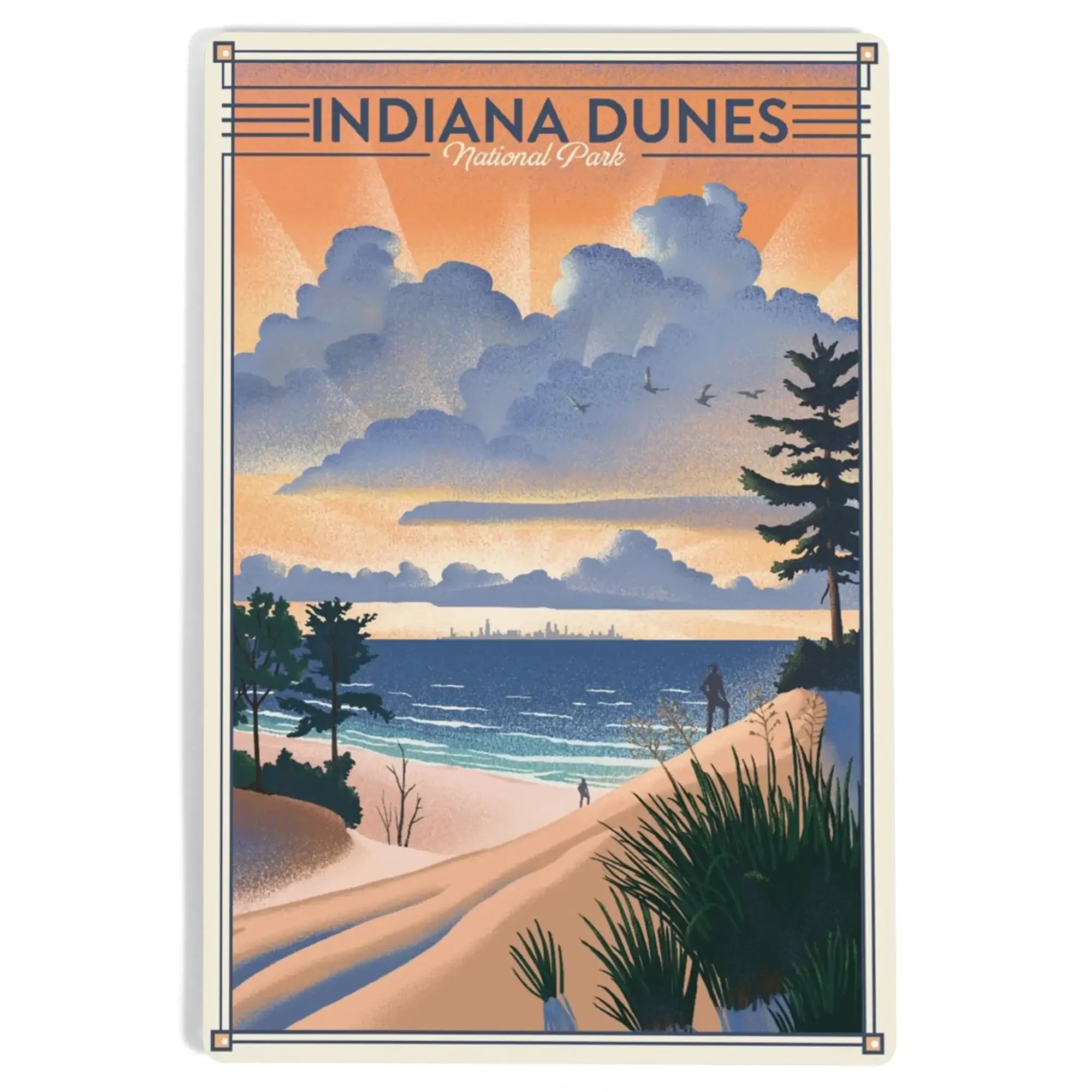 Indiana Dunes National Park, Lithograph metal signs – Lantern Press