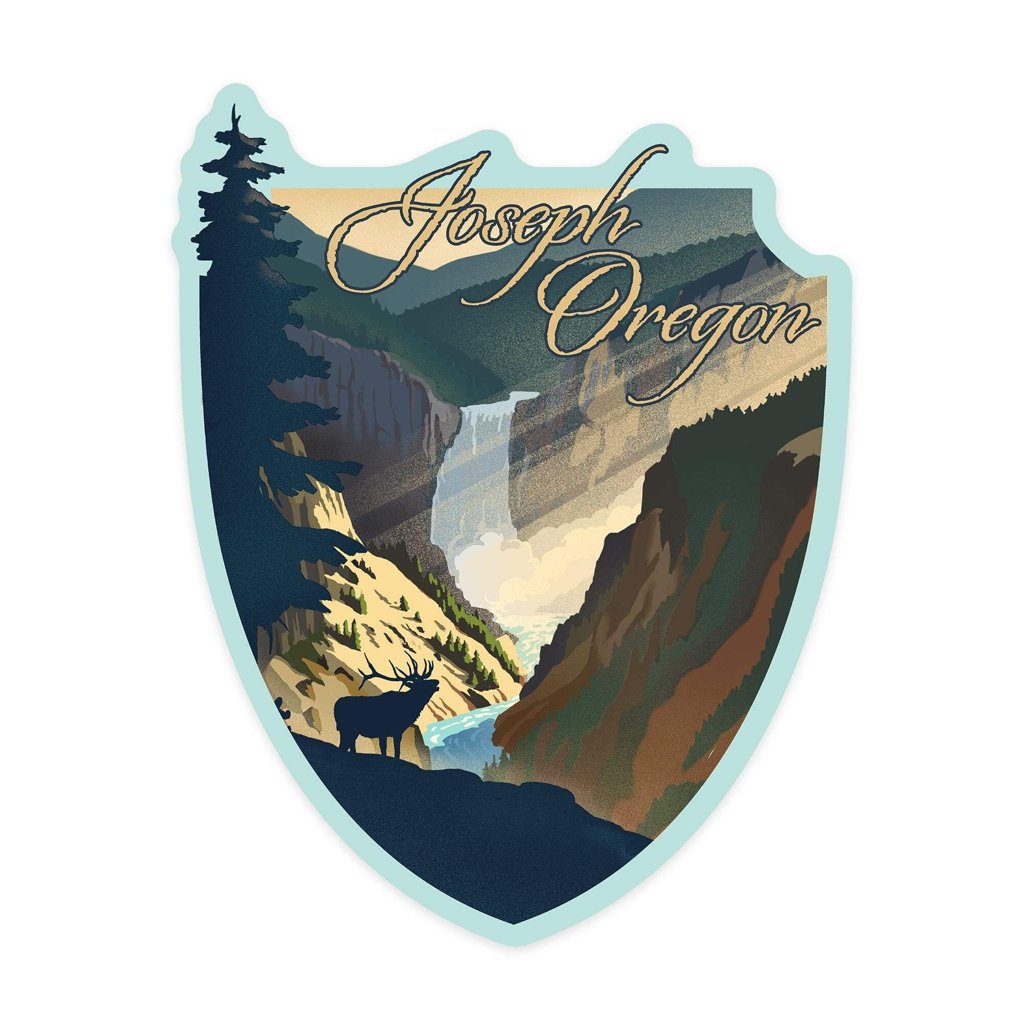 Joseph, Oregon, Lithograph, Contour, outdoor vinyl stickers – Lantern Press