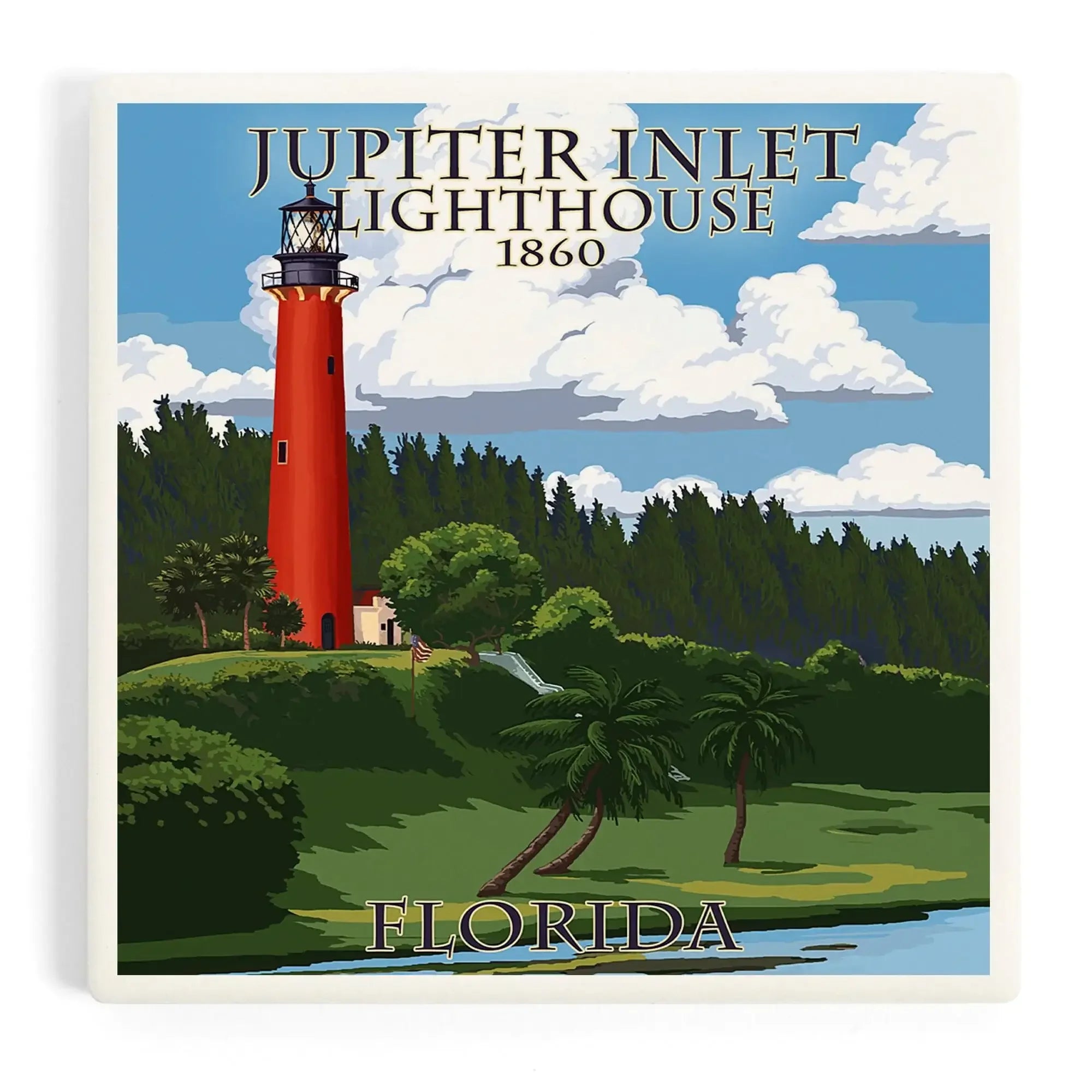 Jupiter, Florida, Jupiter Inlet Lighthouse ceramic coaster set ...