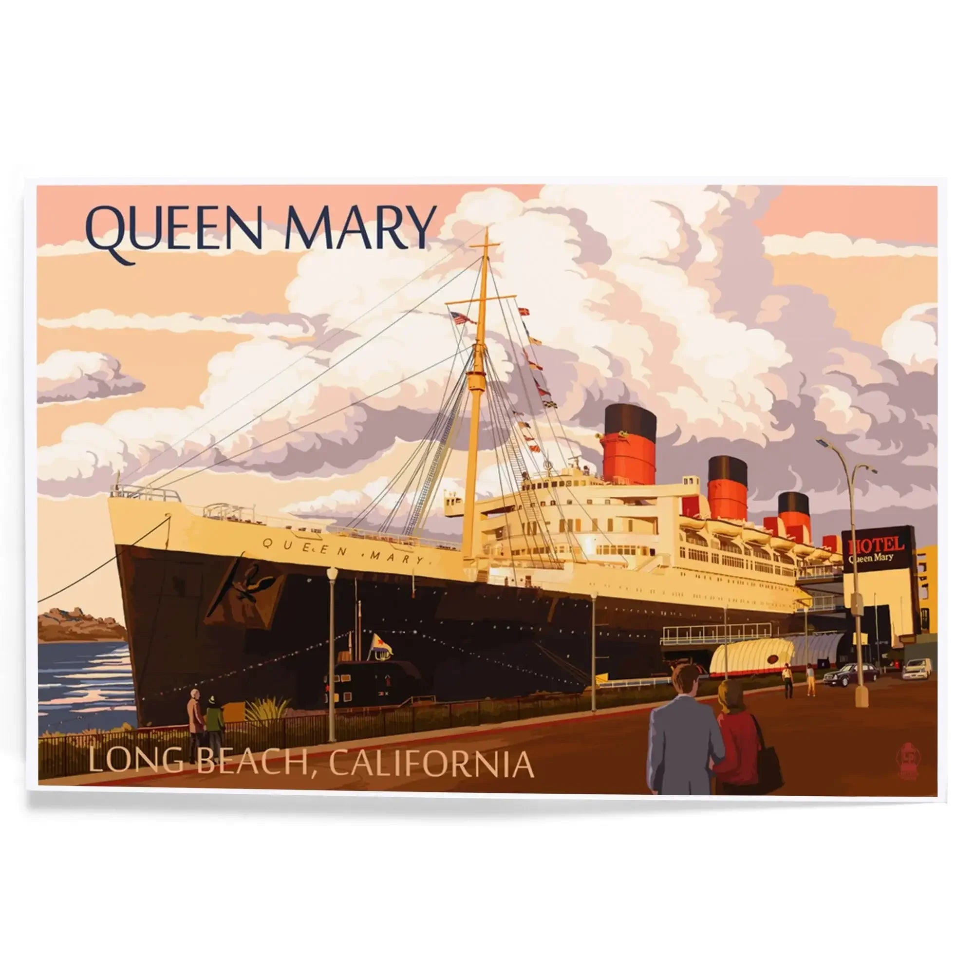 Long Beach, California, Queen Mary art prints, metal signs – Lantern Press