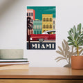 Miami, Buildings and Vintage Car, Vector art prints, metal signs ...