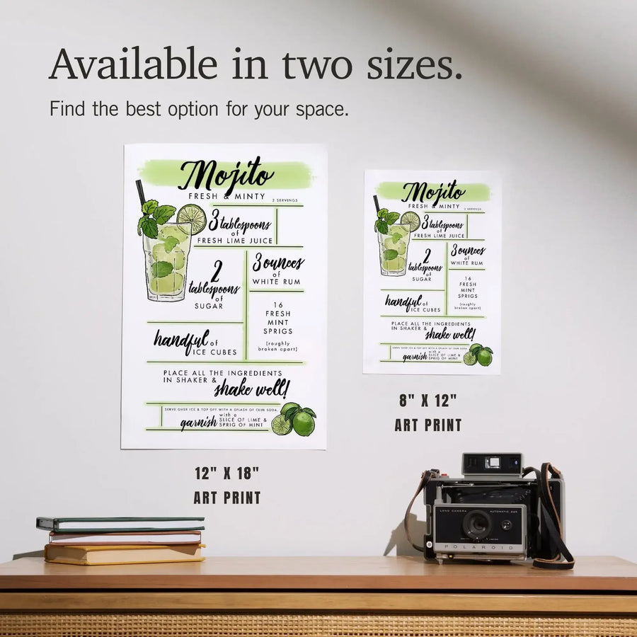 Mojito, Cocktail Recipe art prints, metal signs – Lantern Press