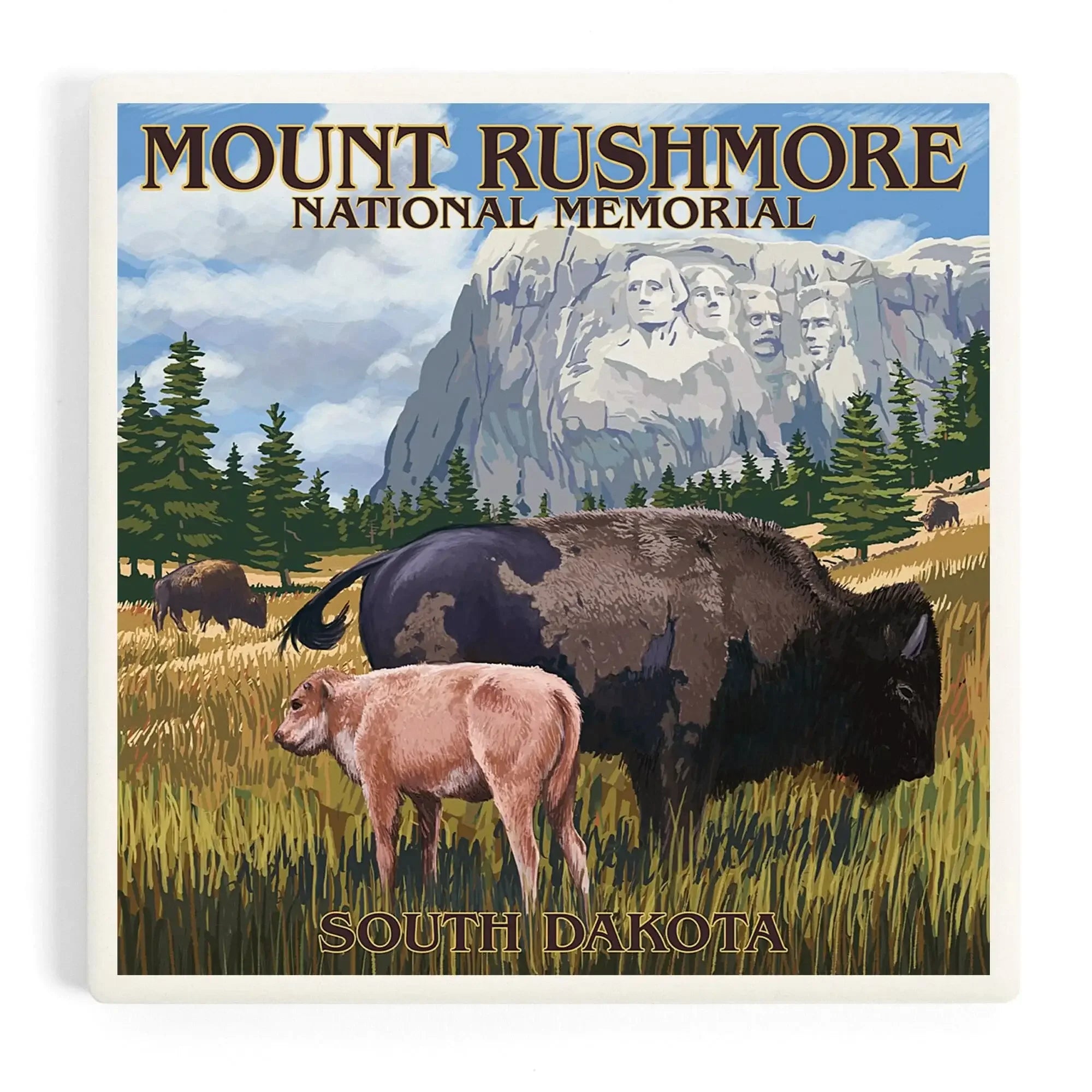 Mount Rushmore National Memorial, South Dakota, Bison Scene ceramic ...