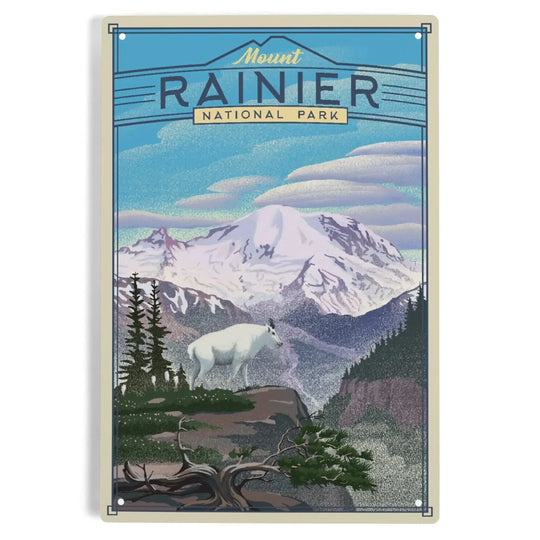 Mt. Rainier National Park, Lithograph National Park Series metal signs ...