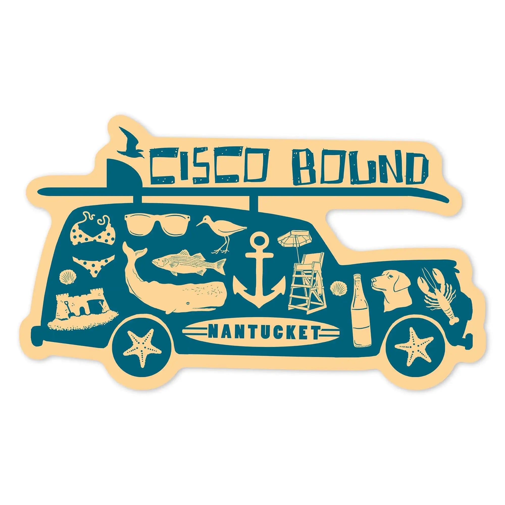 Nantucket, Massachusetts, Coastal Icons, Contour, Lantern Press Artwor