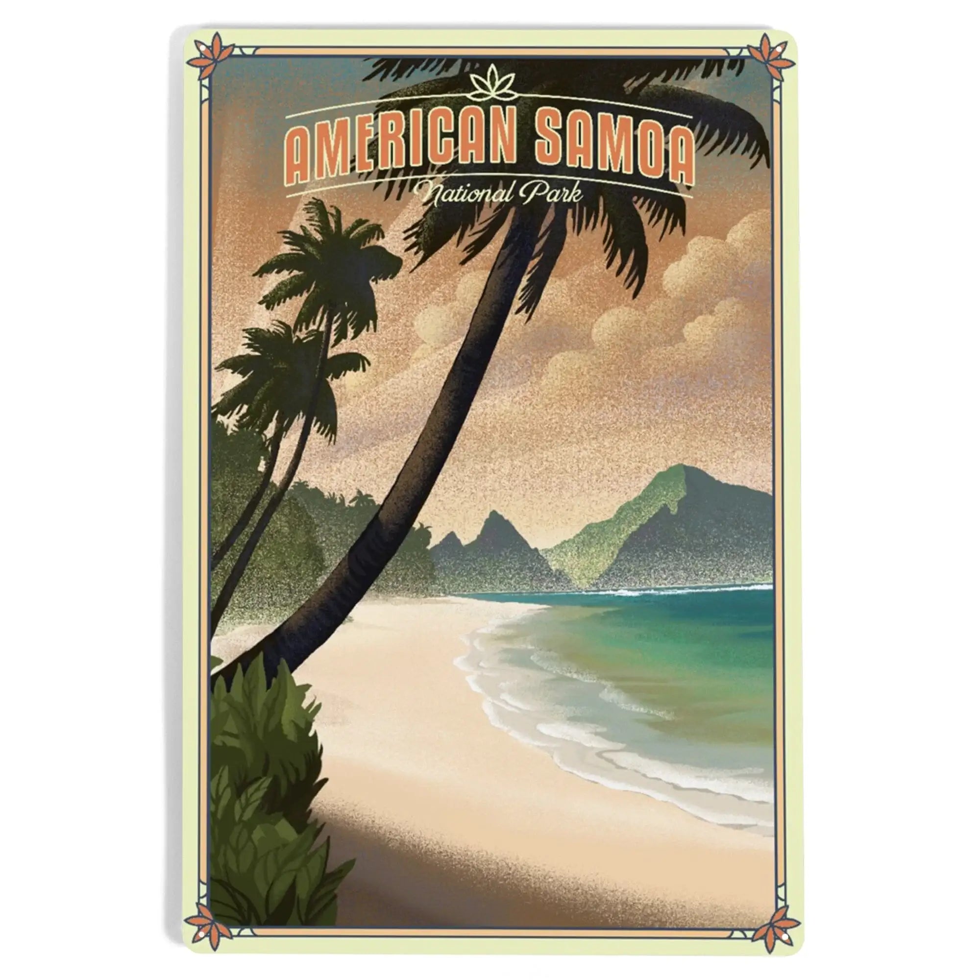 National Park of American Samoa, American Samoa, Lithograph metal signs ...
