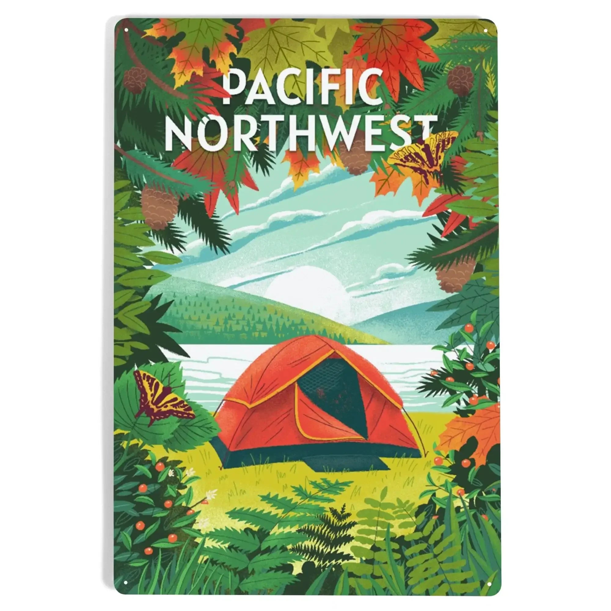 Pacific Northwest, Peek That View, Tent Camping, Fall Colors metal ...