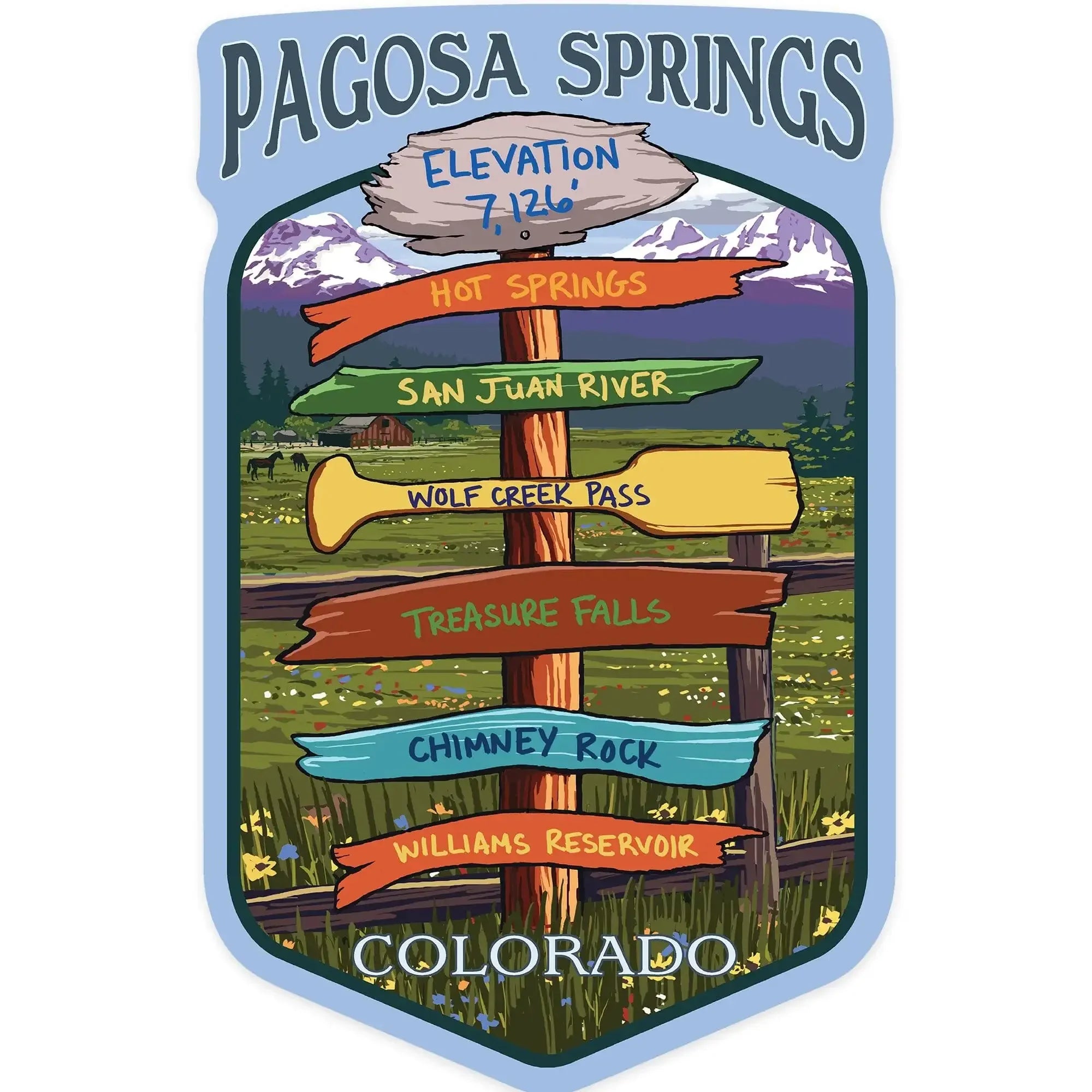 Pagosa Springs, Colorado, Destination Signpost, Contour, outdoor vinyl ...
