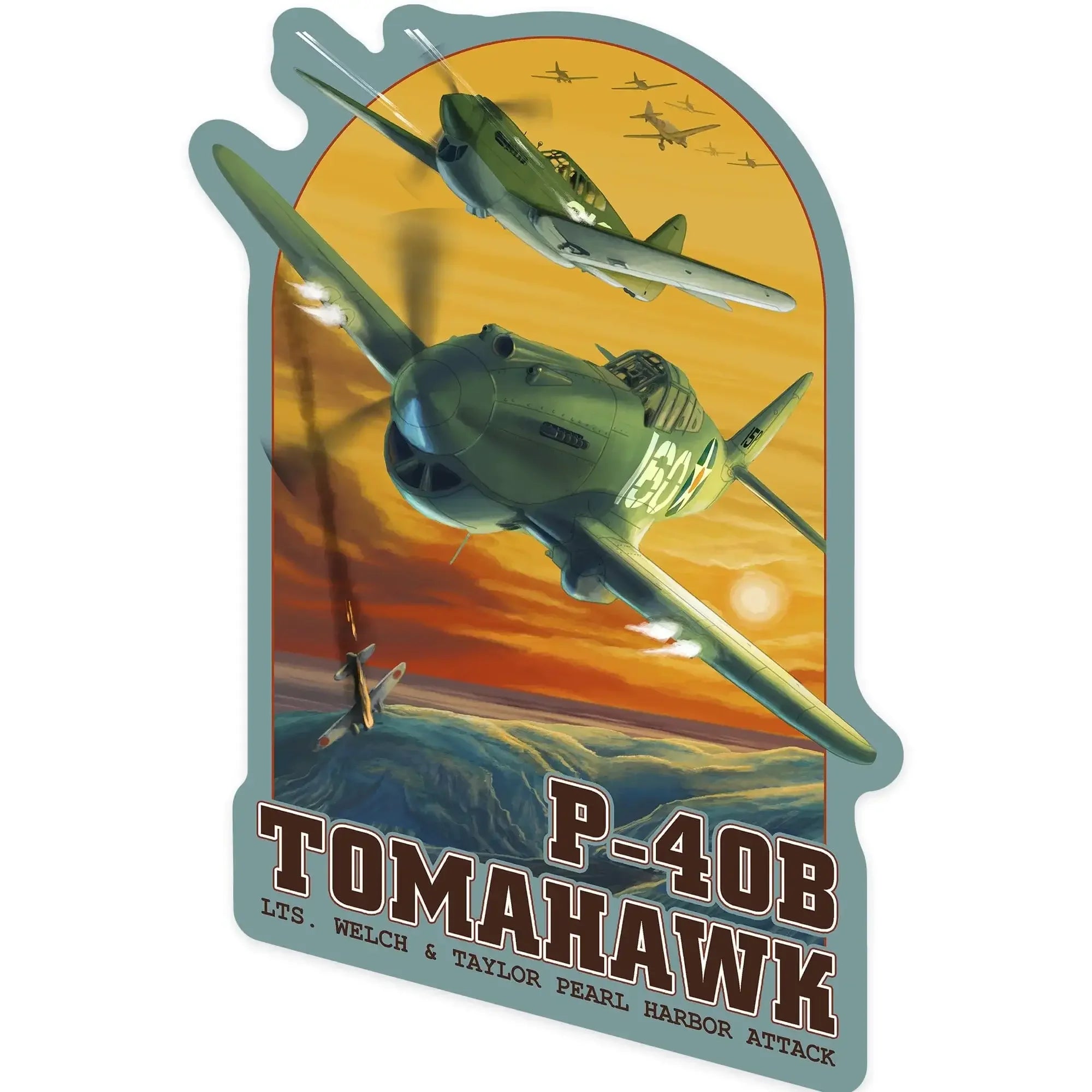 Pearl Harbor, Hawaii, P-40B Tomahawks, Contour, outdoor vinyl stickers ...