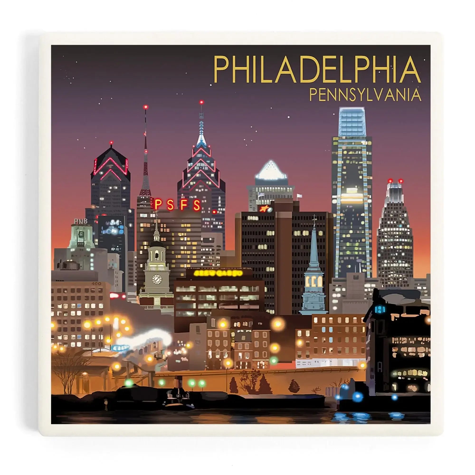 Philadelphia, Pennsylvania, Photography, Skyline at Night ceramic ...
