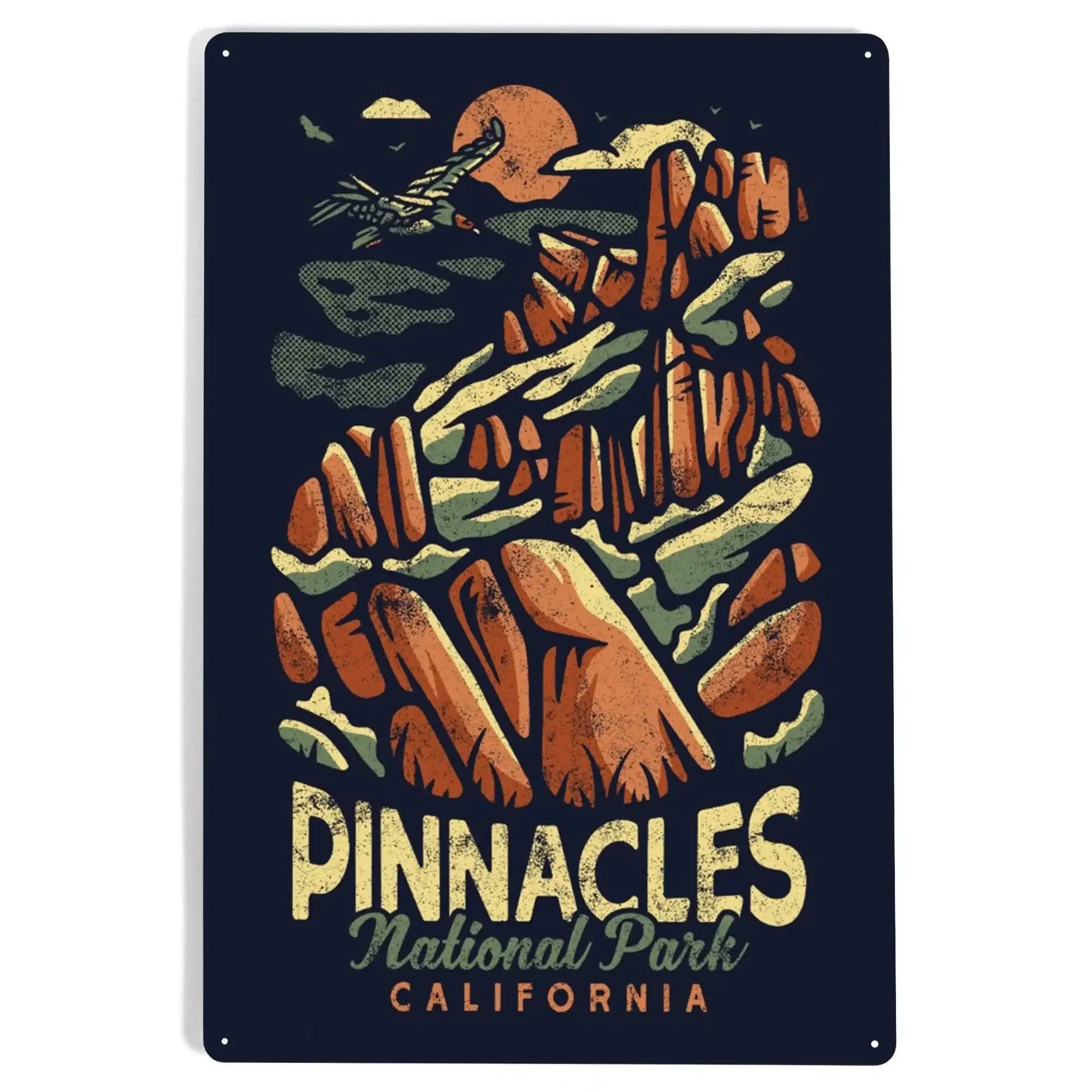 Pinnacles National Park, Distressed Vector metal signs – Lantern Press