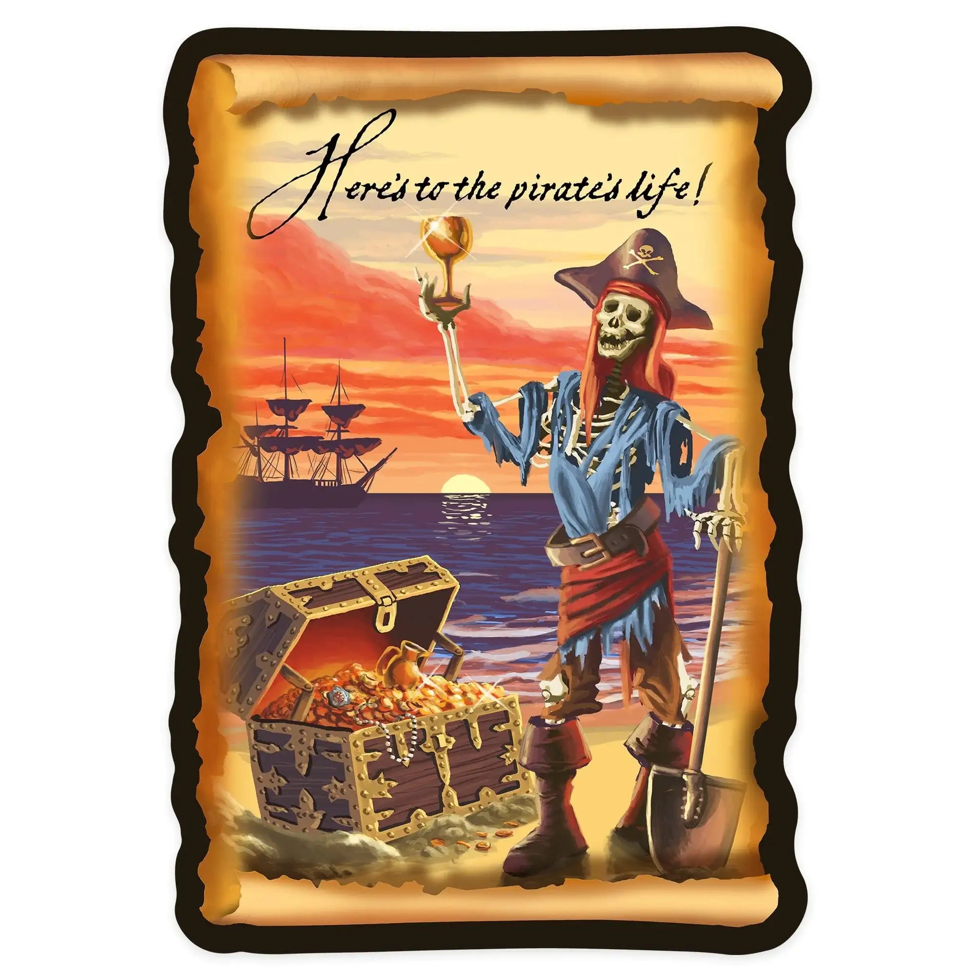 Pirate and Plunder, Scroll, Contour, outdoor vinyl stickers – Lantern Press